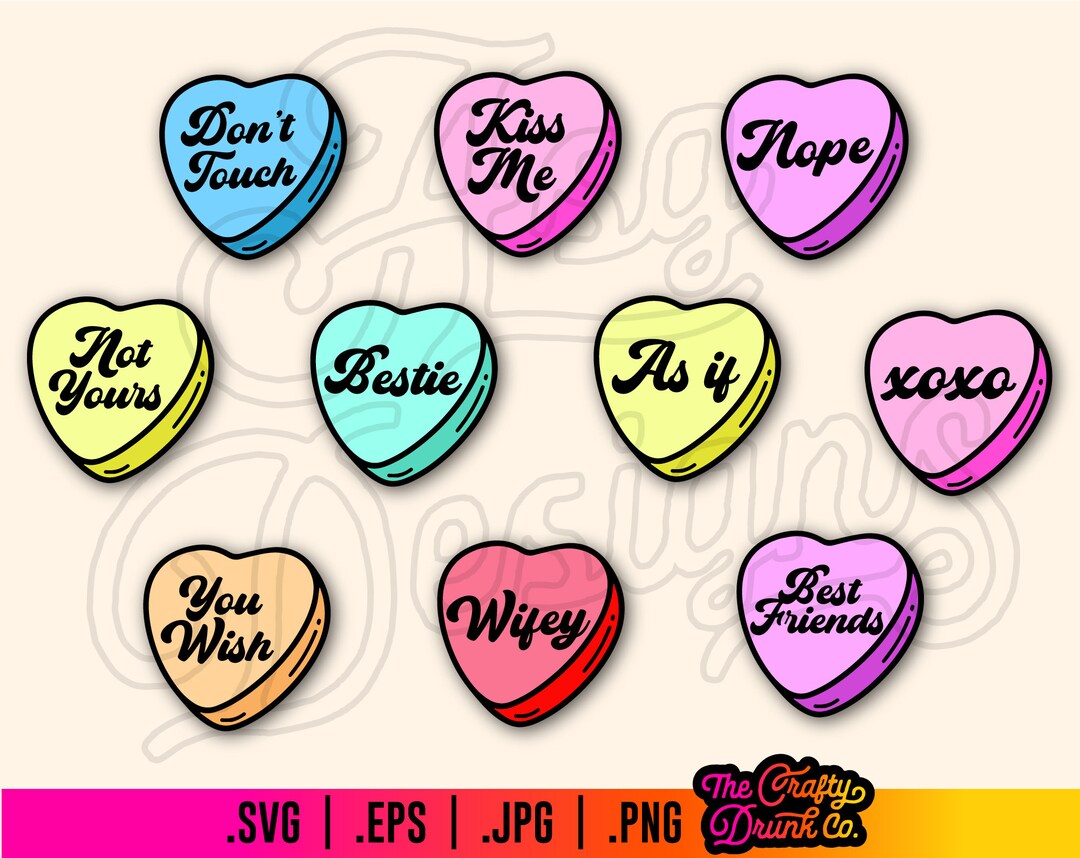 Valentines Day Candy Hearts SVG / .png / .jpg / .pdf - Digital Download ...