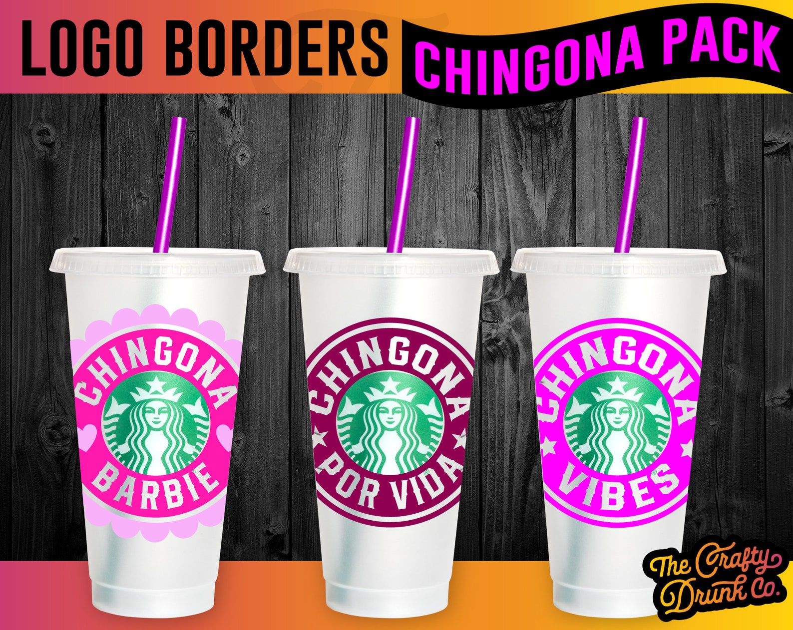 Cold Cup Logo Border Chingona Pack Bundle Logo Border Svg - Etsy