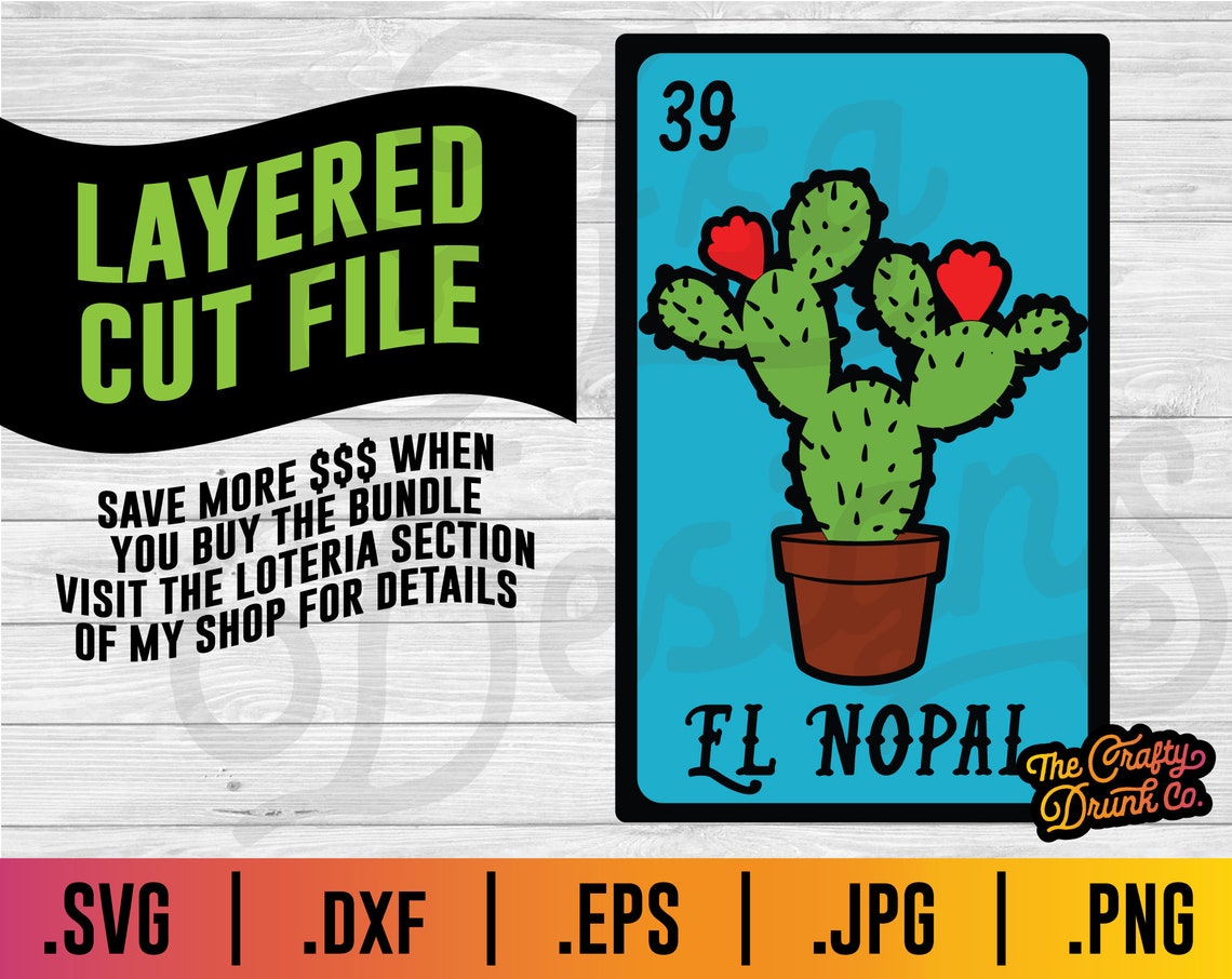Loteria El Nopal Cactus SVG - Layered Card (digital Download) - Etsy