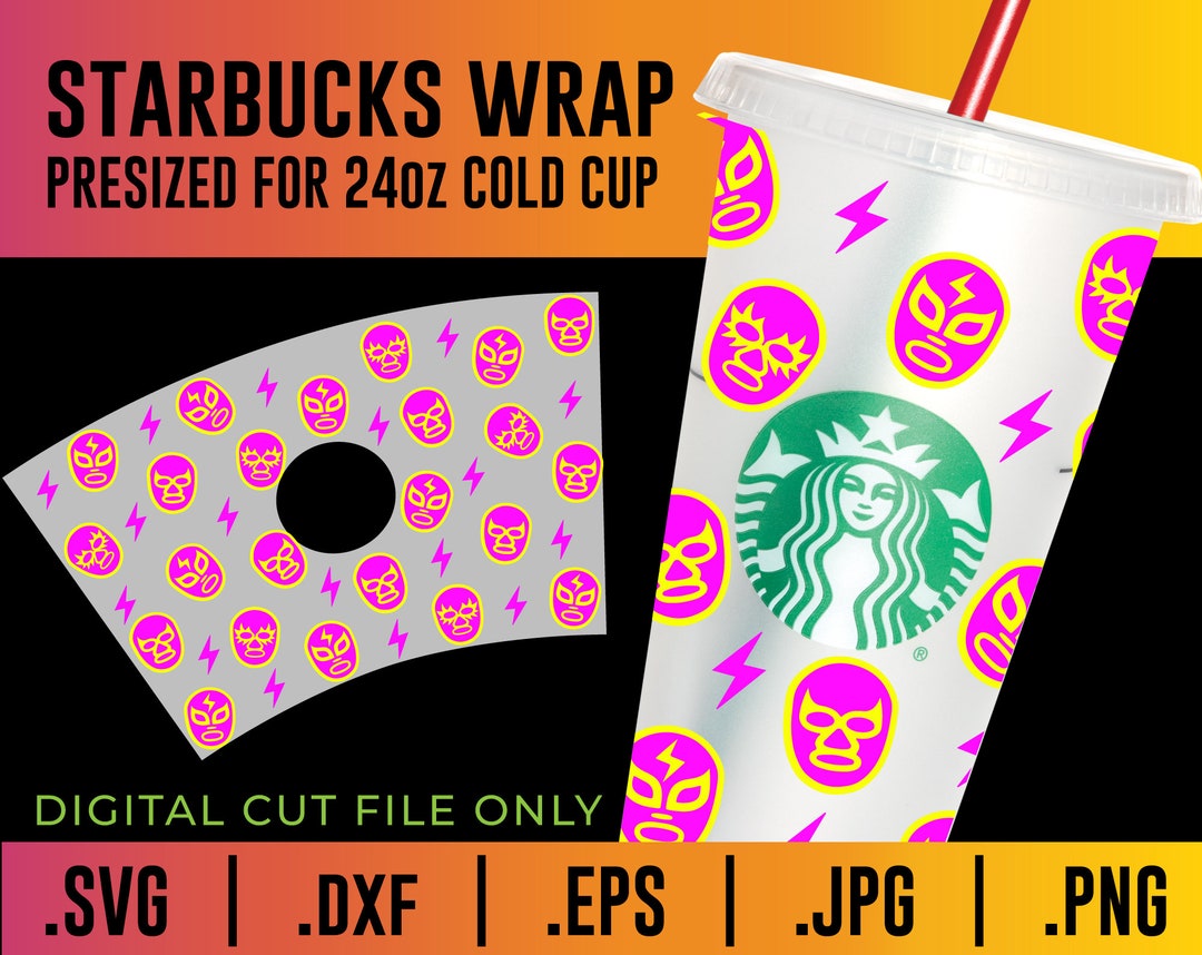 Cold Cup Wrap SVG Neon Luchadores - Mexican Cup Wrap Luchador SVG - Etsy