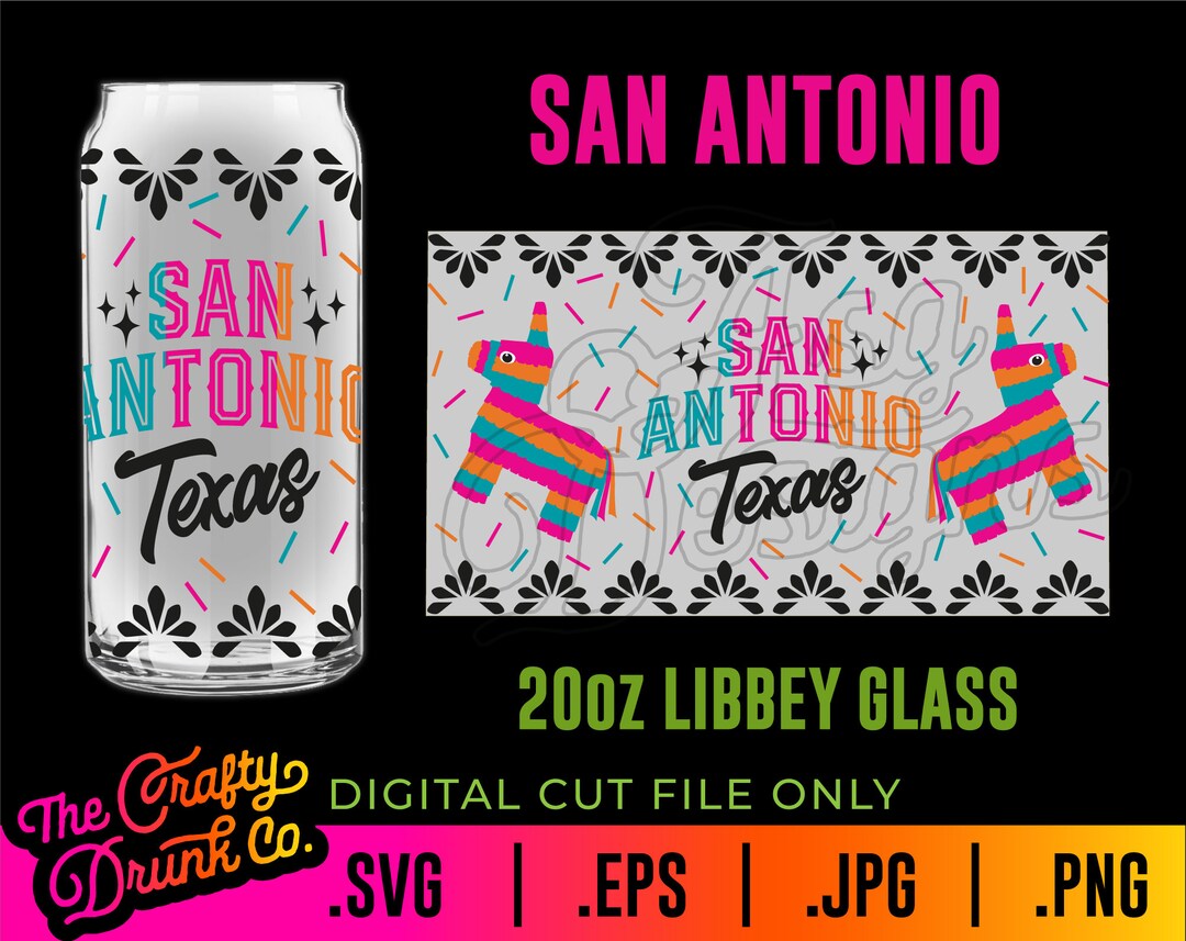 San Antonio Texas Libbey Can Glass Wrap SVG / Sublimation PNG Beer Can ...