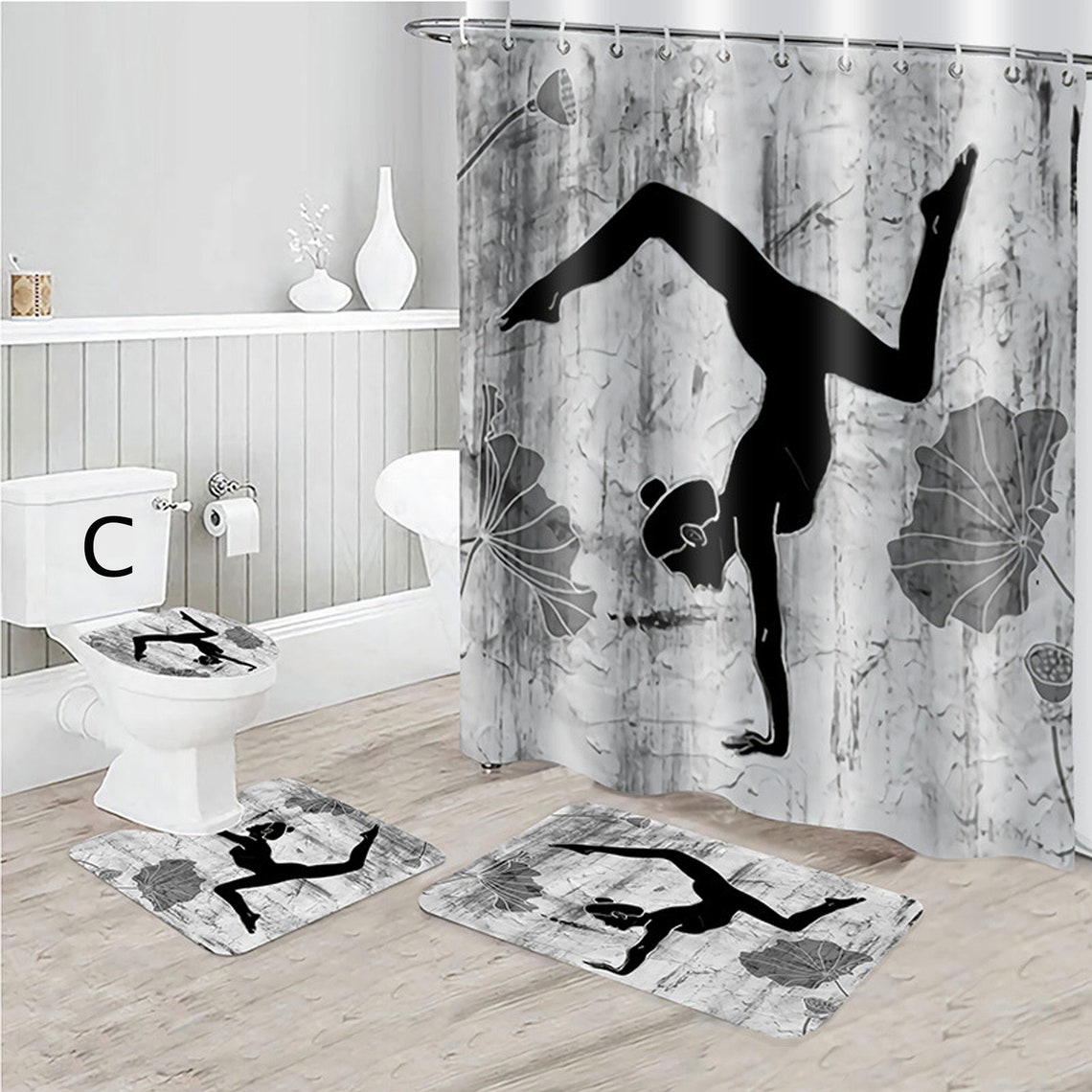 Sexy Women Shower Curtain Set Toilet Lid Cover Bath Mat And Etsy