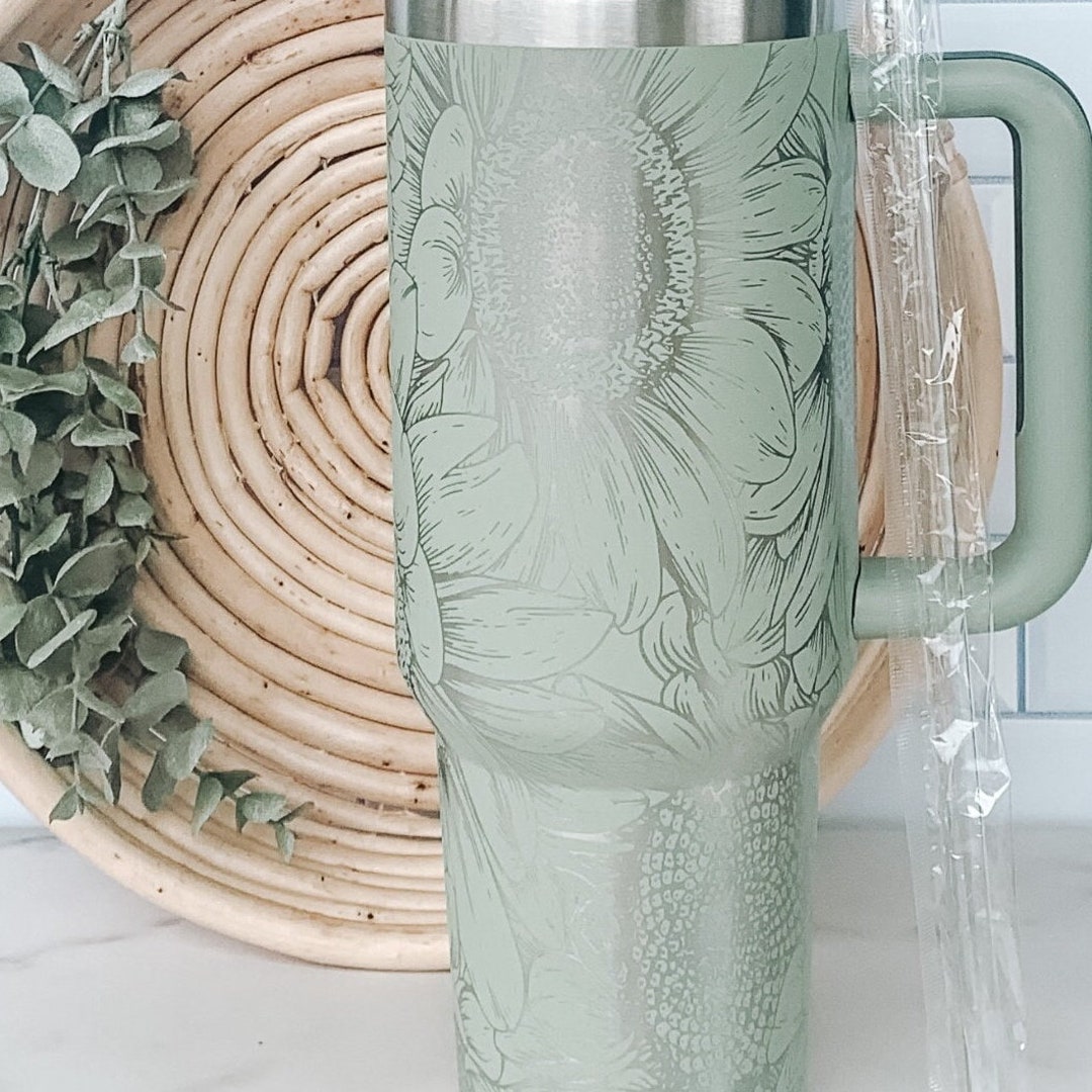 Sunflower Engraved 40oz Tumbler With Handle Tumbler Personalized Gift ...