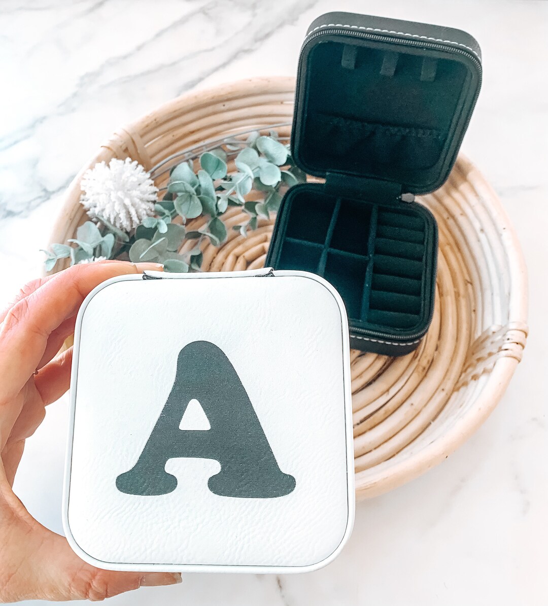 Monogram Jewelry Box Personalized Jewelry Case for Travel Accessory ...