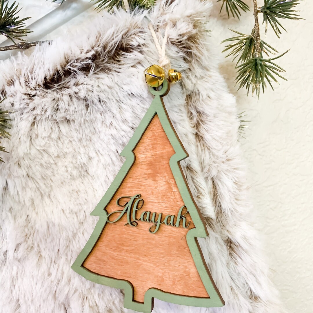 Personalized Tree Name Tag for Stockings Wooden Christmas Tree Stocking ...