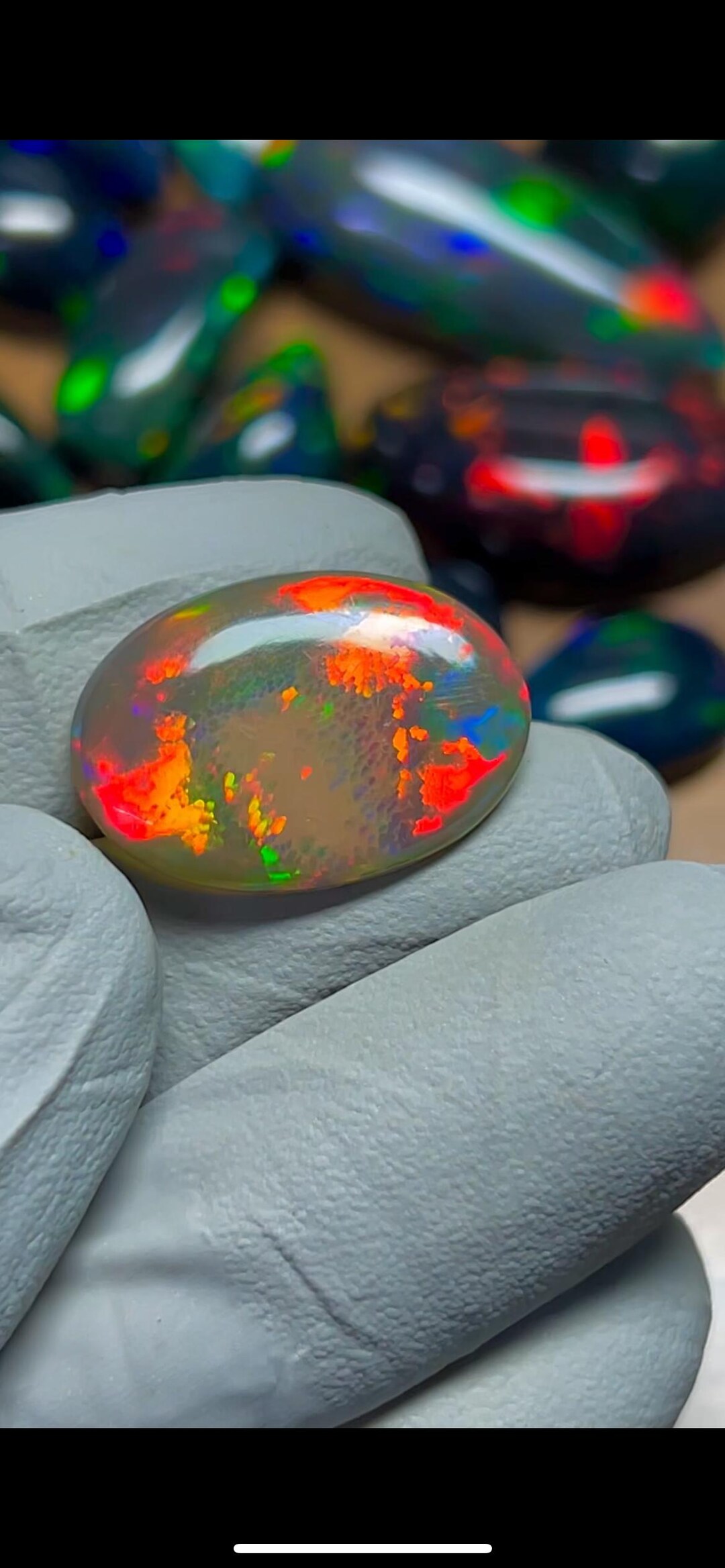 Natural Dark Base Opal 4.35 Crt Big Size Brilliant Natural Ethiopian Opal Cabochon Welo Play ...