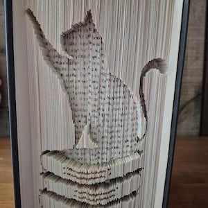 Cat on Stack of Books Folded Book Art, Bookish Gift, Handmade Gift ...
