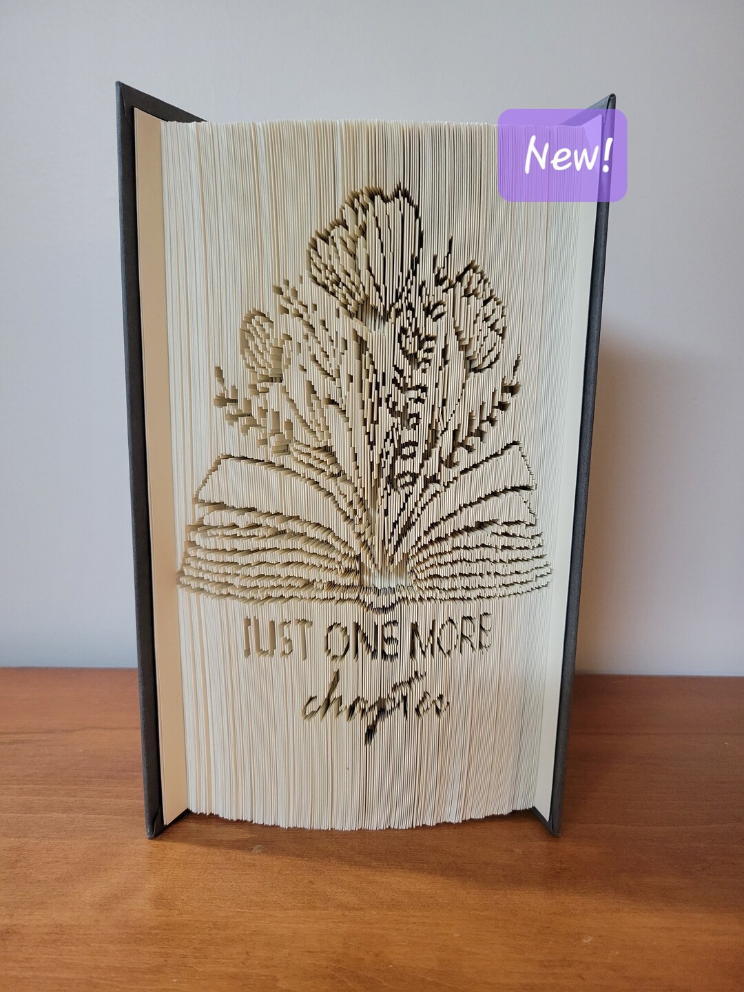 Folded Book Art Depicting Open Book and Bouquet With just One More ...