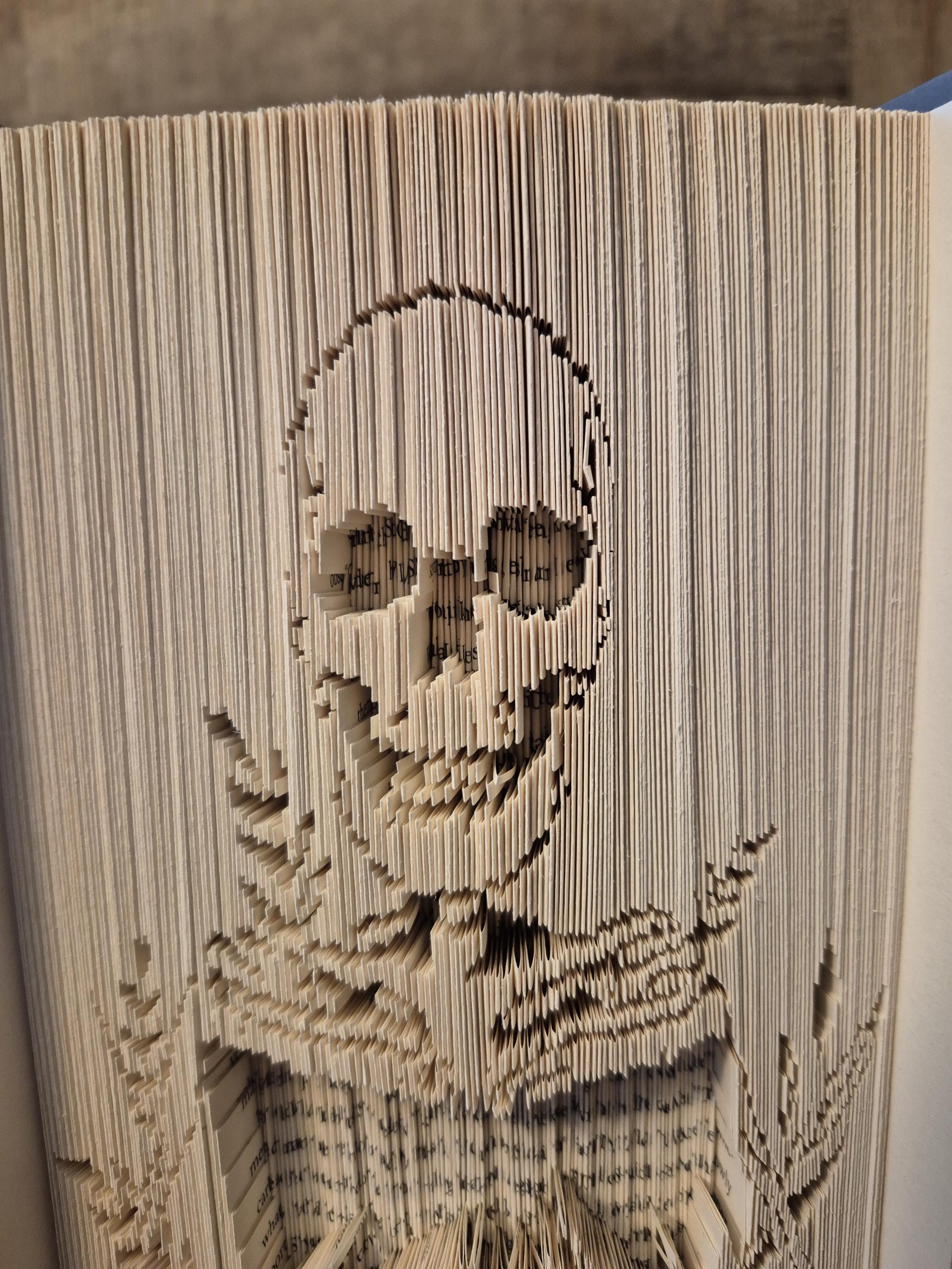 Folded Book Art: Skeleton Reading - Upcycled Book Sculpture - Etsy