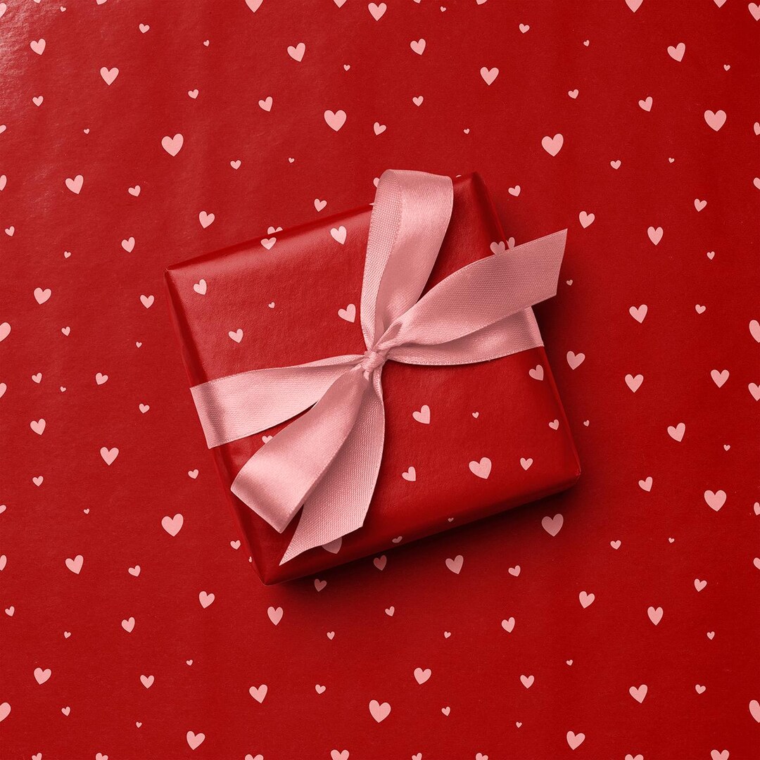 Pink & Red Hearts Wrapping Paper Valentine's Day Gift Wrap - Etsy