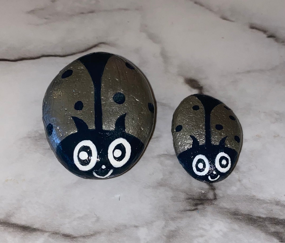 2 Ladybug Stones - Etsy