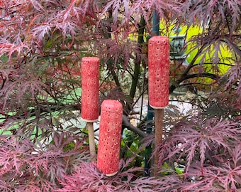 Set of Three Handmade Ceramic Garden Cane Toppers - Etsy UK