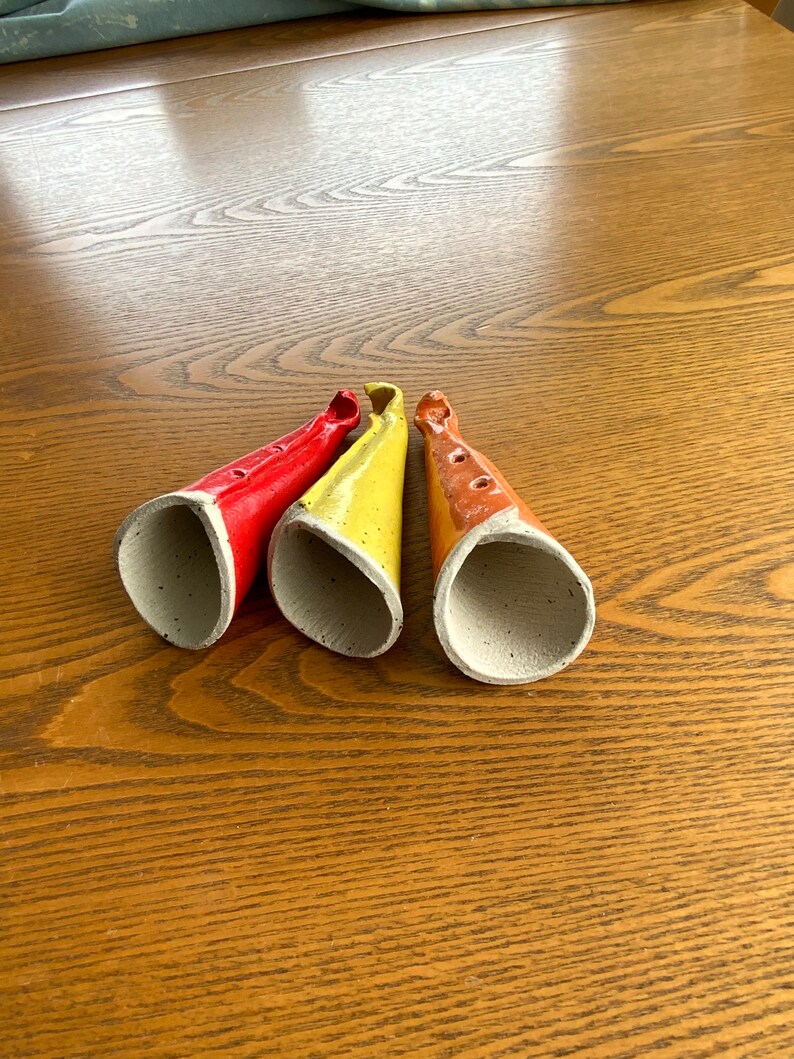 Set of Three Handmade Ceramic Garden Cane Toppers - Etsy UK