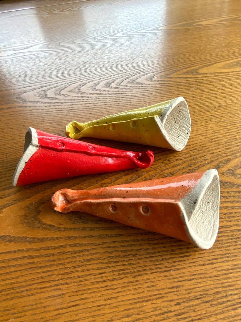 Set of Three Handmade Ceramic Garden Cane Toppers - Etsy UK
