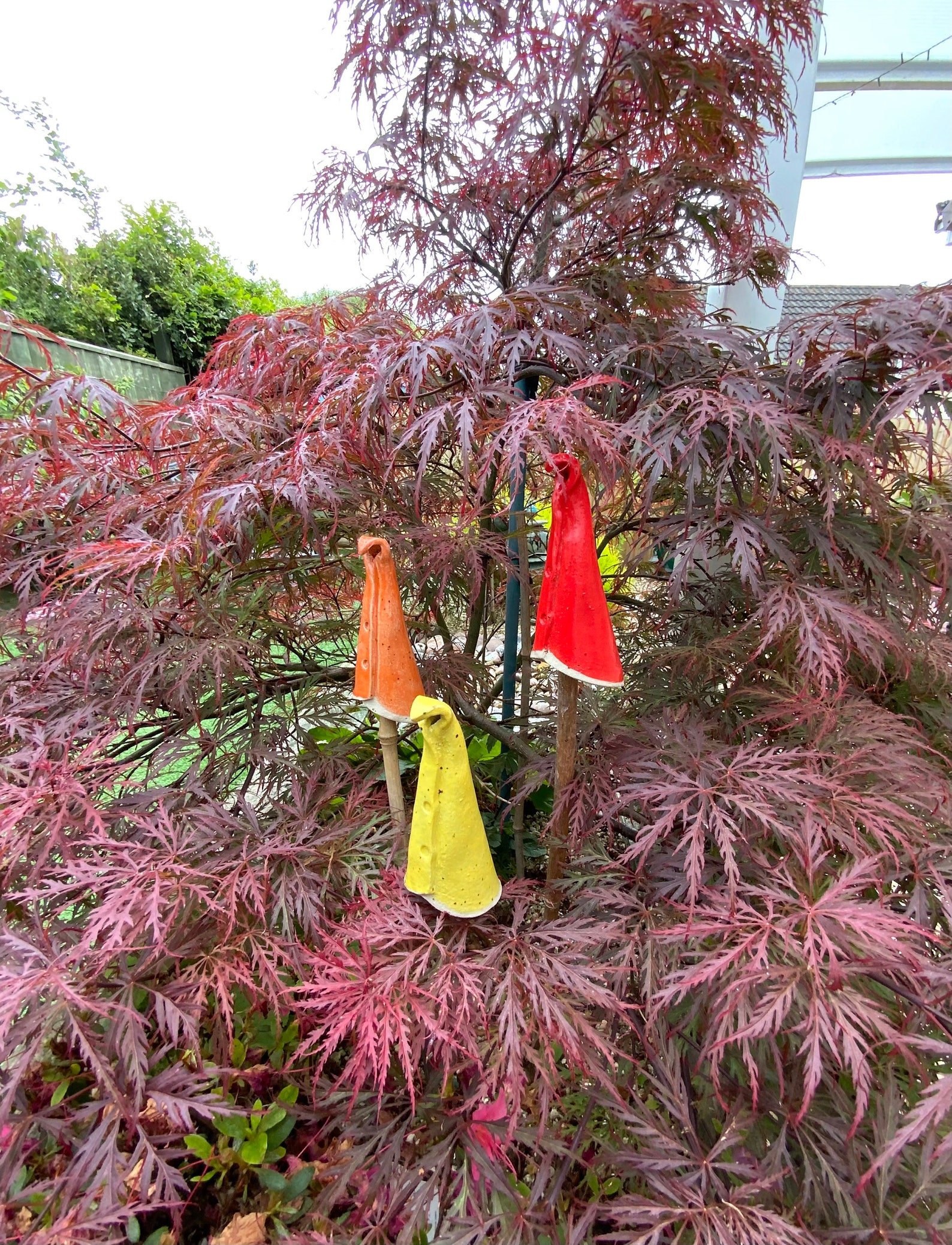Set of Three Handmade Ceramic Garden Cane Toppers - Etsy UK