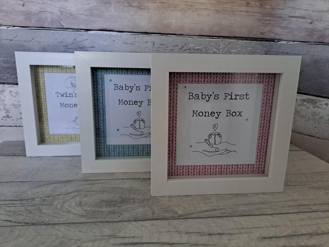 Money Box Frame - Baby Girl - Baby Boy - Twins - Triplets - Etsy