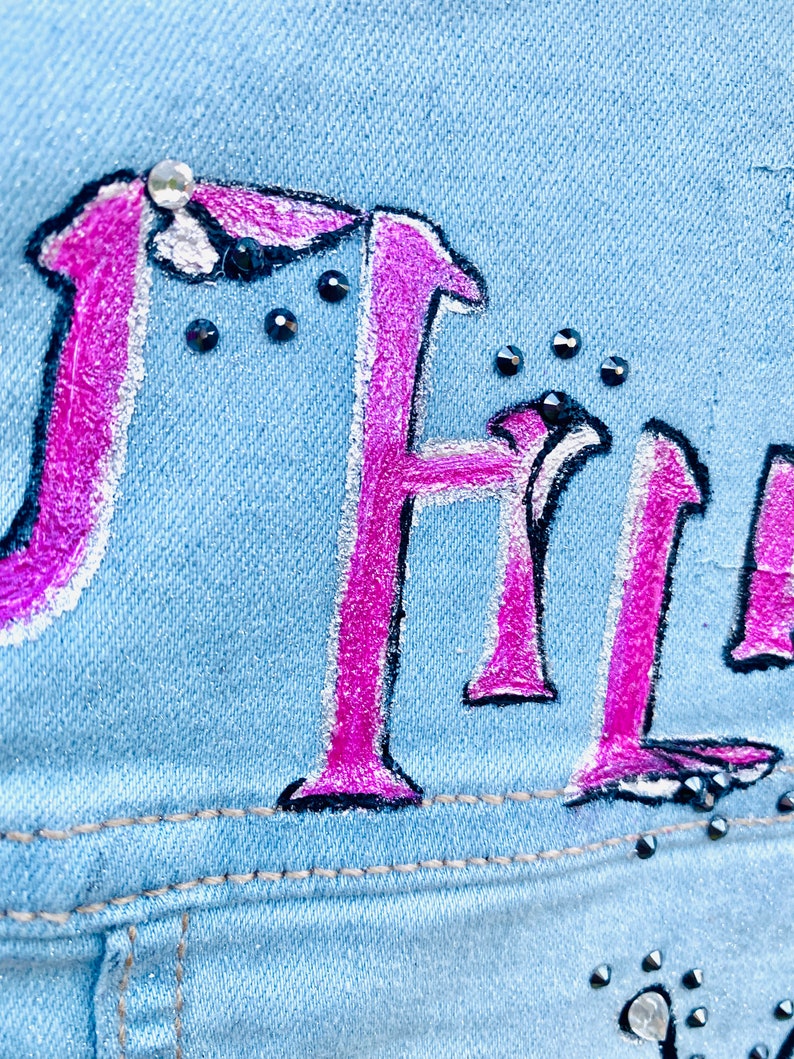 Swarovski Crystal Personalized Name & Butterfly Denim Jacket for Kids ...