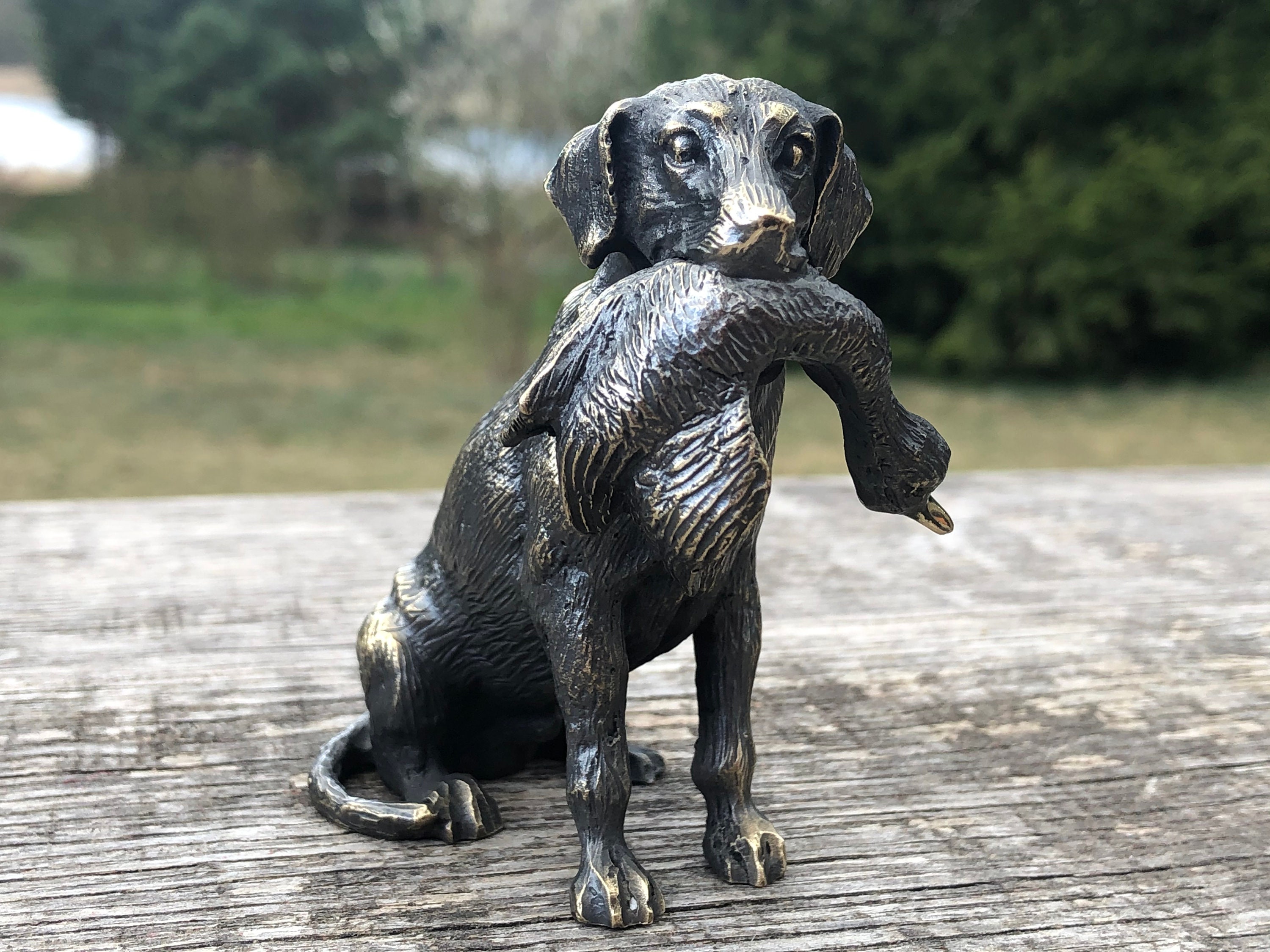 Labrador Retriever With a Duck / Brass / Hand-made - Etsy