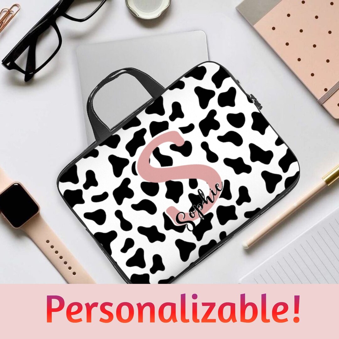 Personalized Cow Print Laptop Sleeve Monogram Case Pastel - Etsy