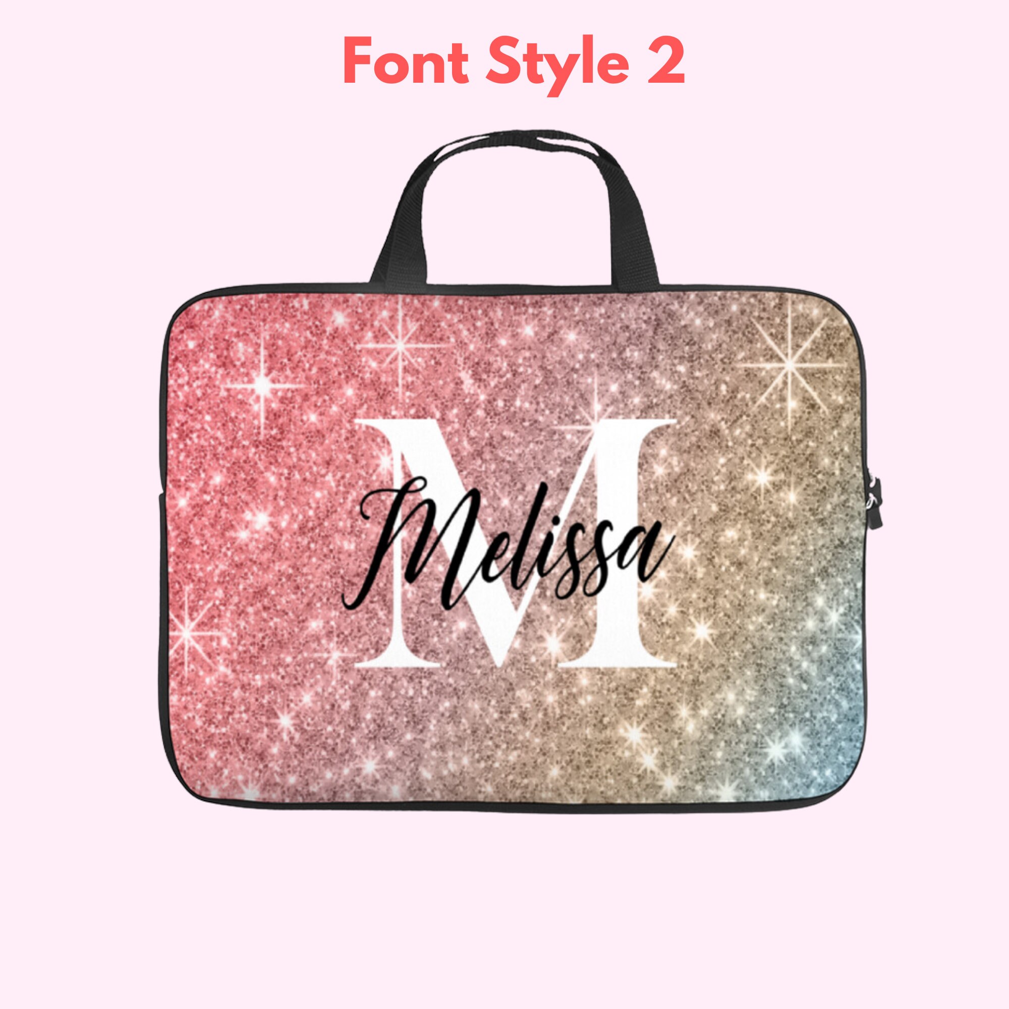 Colorful Glitter Monogram Laptop Sleeve, Sparkle Designer Bag MacBook ...