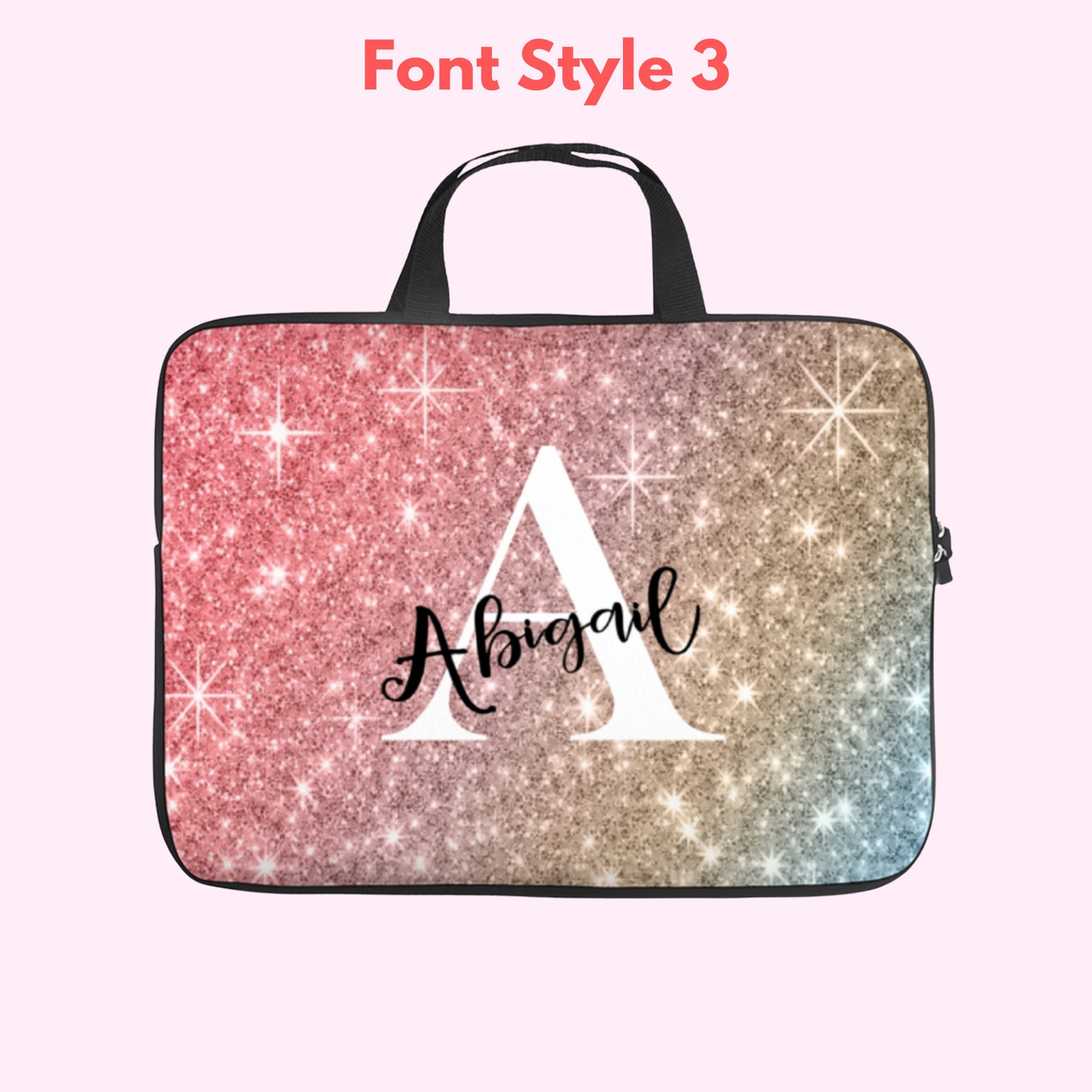 Colorful Glitter Monogram Laptop Sleeve, Sparkle Designer Bag MacBook ...