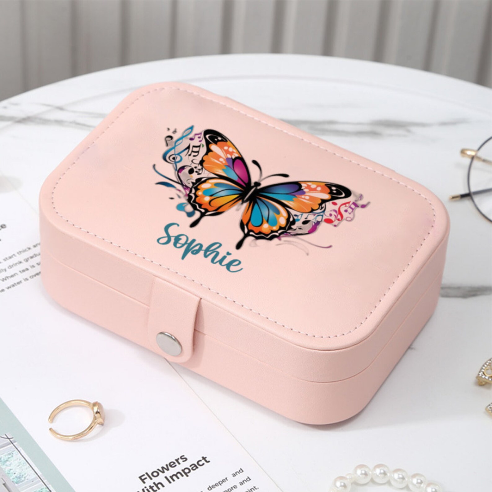 Colorful Butterfly Musical Notes Jewelry Box Personalized Cute Birthday ...