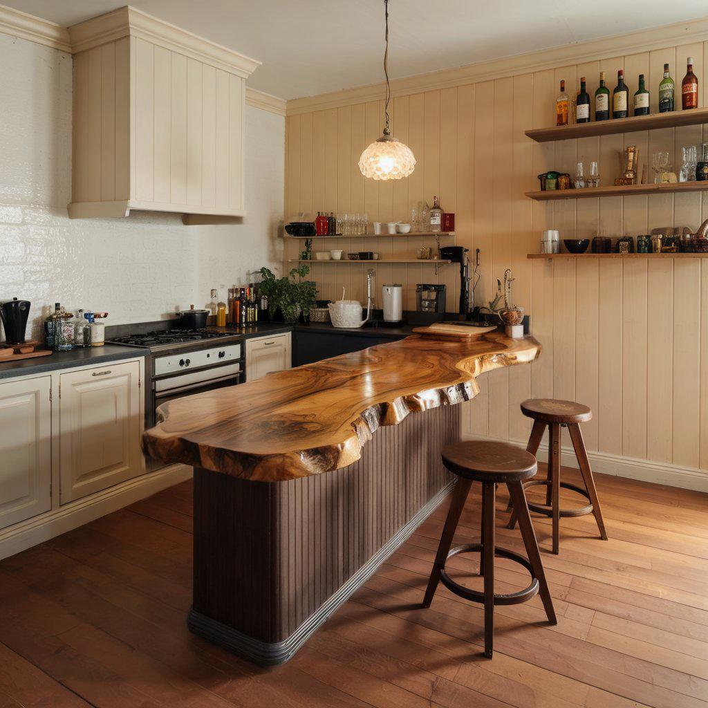 Rustic Live Edge Kitchen Island Countertop for Home Cooking and Social ...