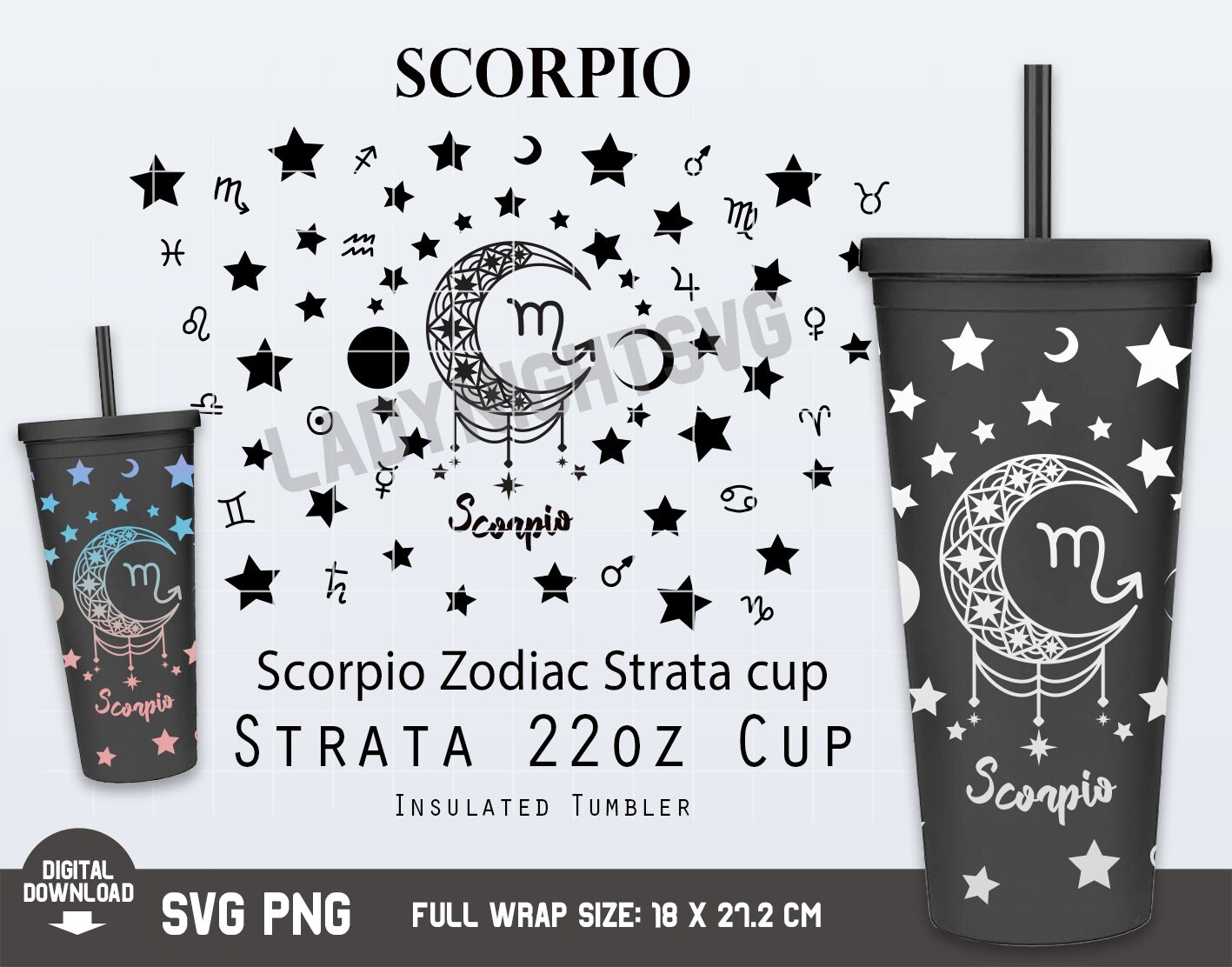 Full Wrap Scorpio Zodiac Strata Svg for Tumblers 22 Oz, Zodiac Sign Svg ...