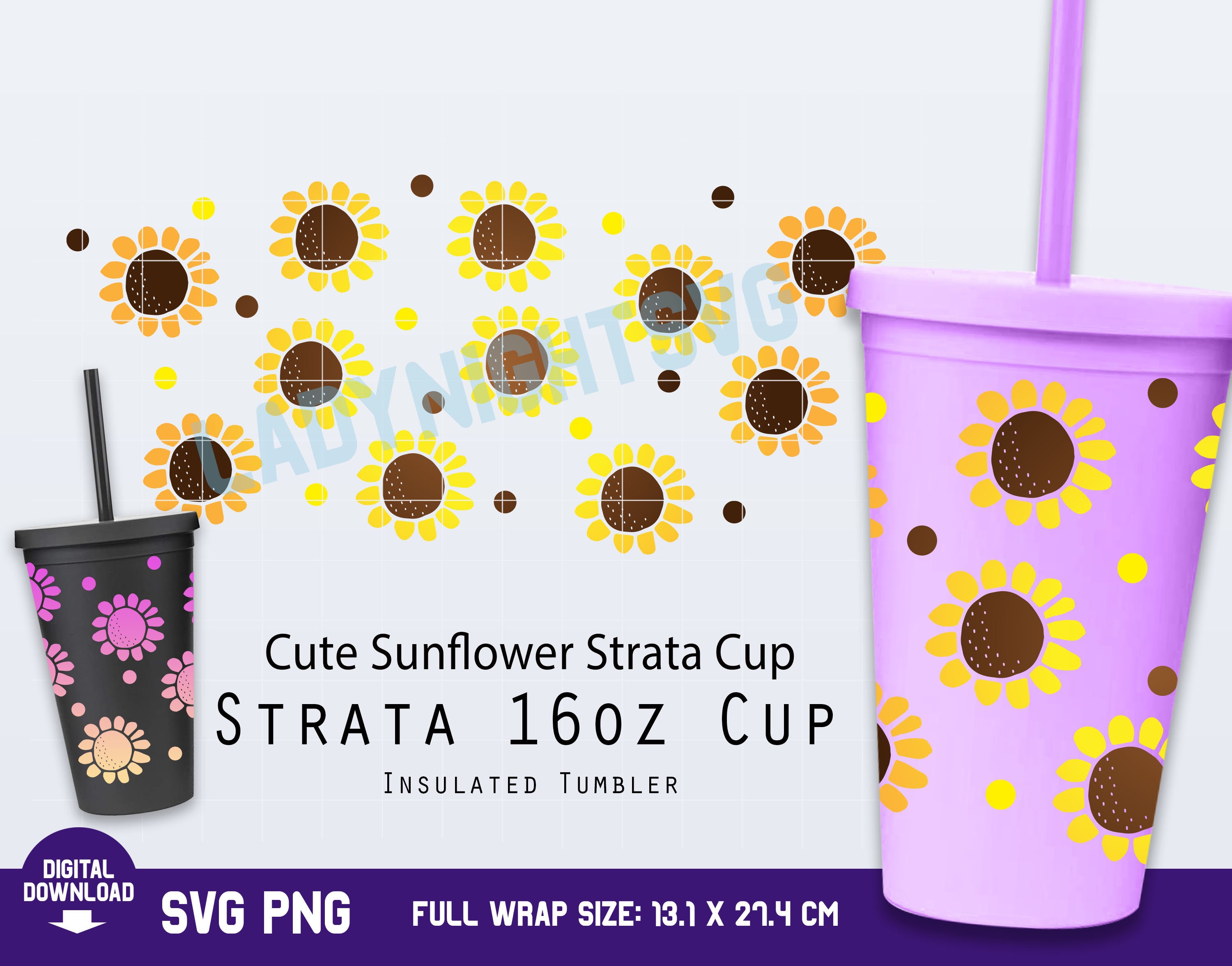 Full Wrap Cute Sunflower Strata Svg for Tumblers 16 Oz - Etsy