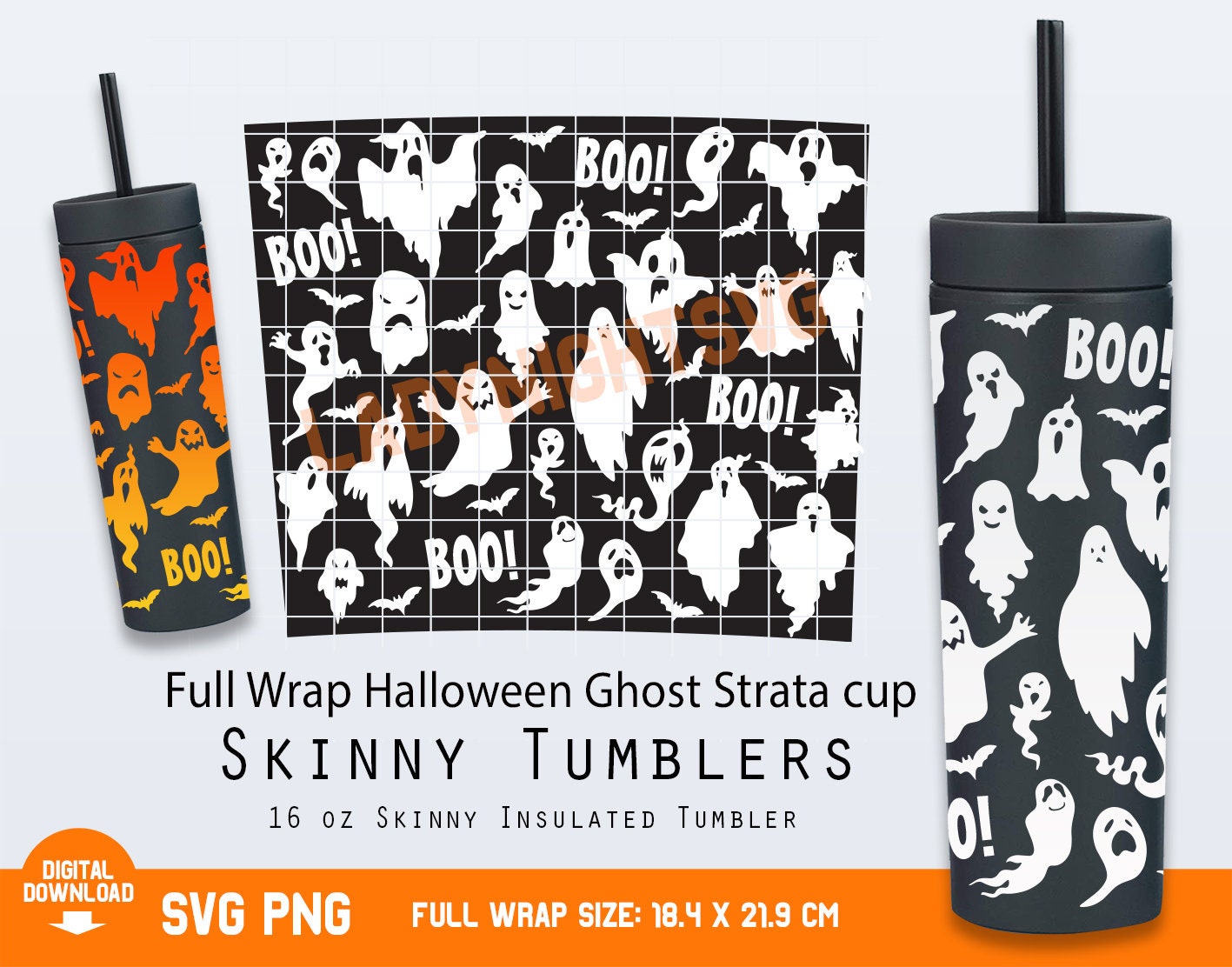 Full Wrap Halloween Ghost SVG for Strata Skinny Tumblers 16 - Etsy