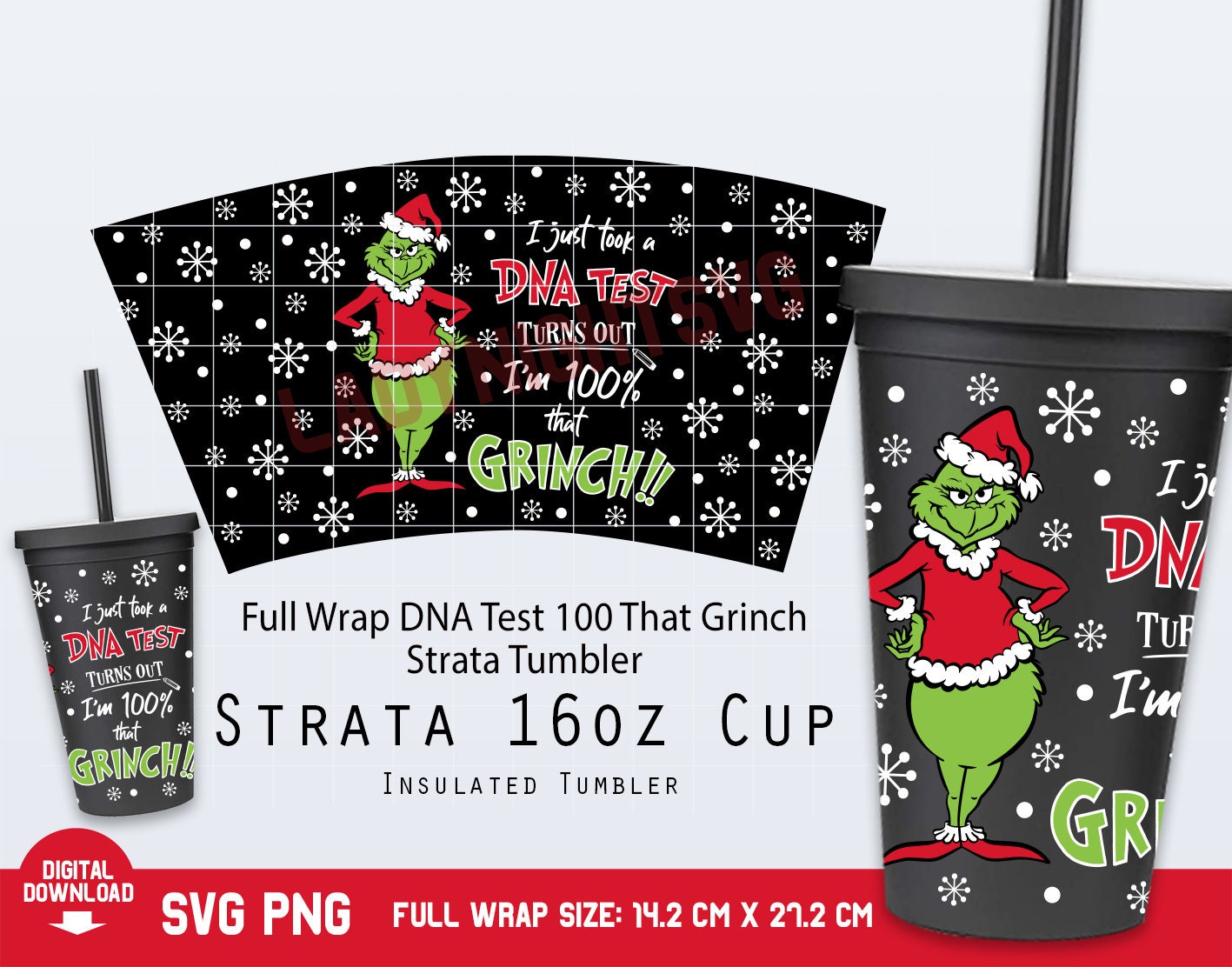 Full Wrap DNA Test 100 That Grinch Svg for Strata Tumblers | Etsy