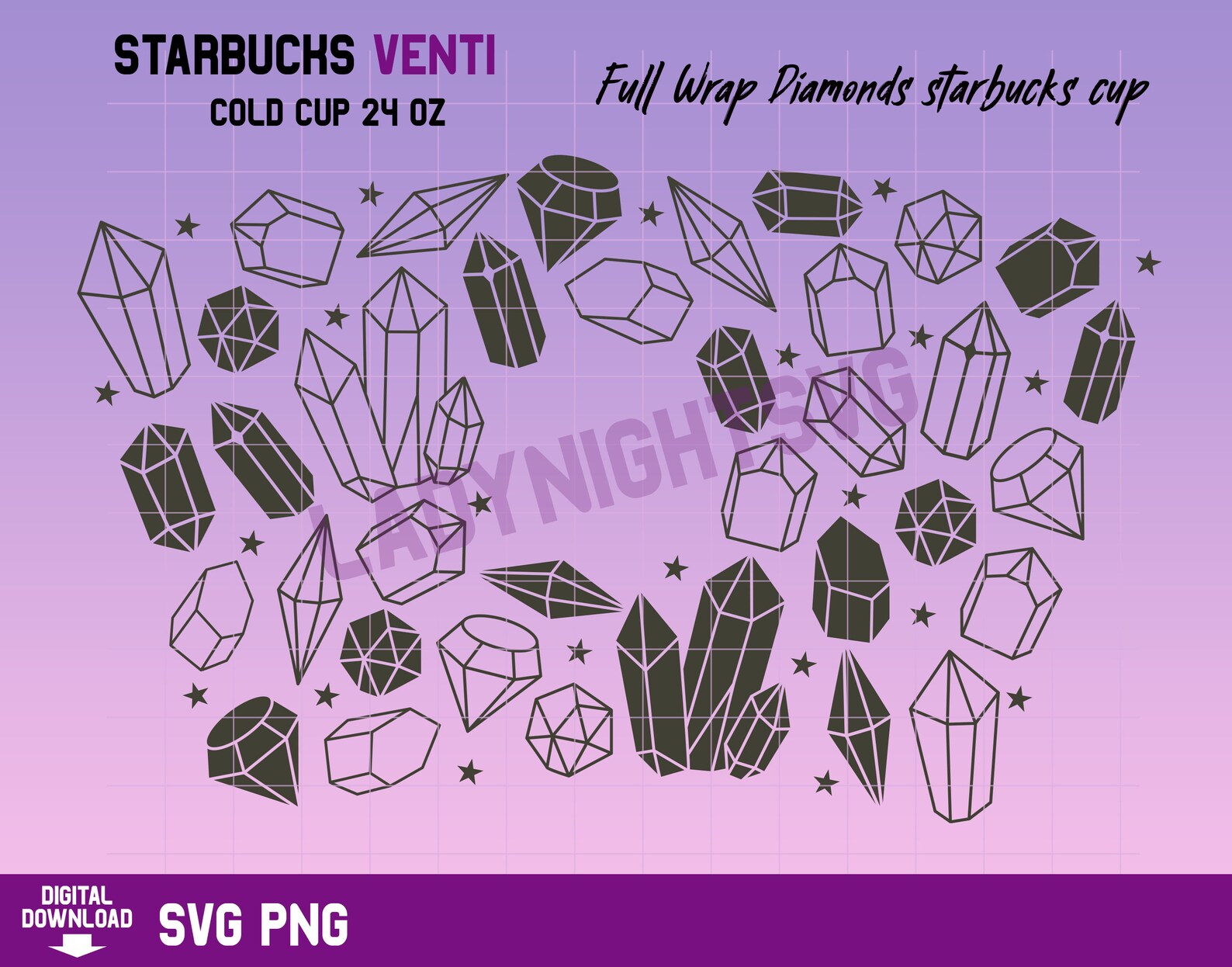 Full Wrap Diamonds Starbucks Cup Svg Diamond Svg Diamond - Etsy