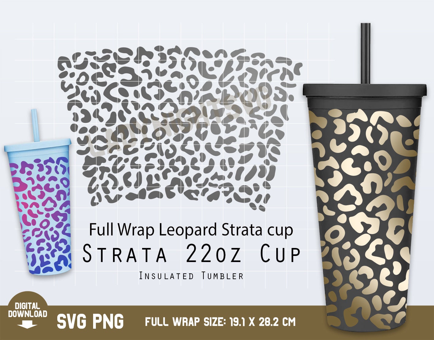 Full Wrap Leopard Strata Svg For Tumblers 22 Oz Cheetah Print Etsy
