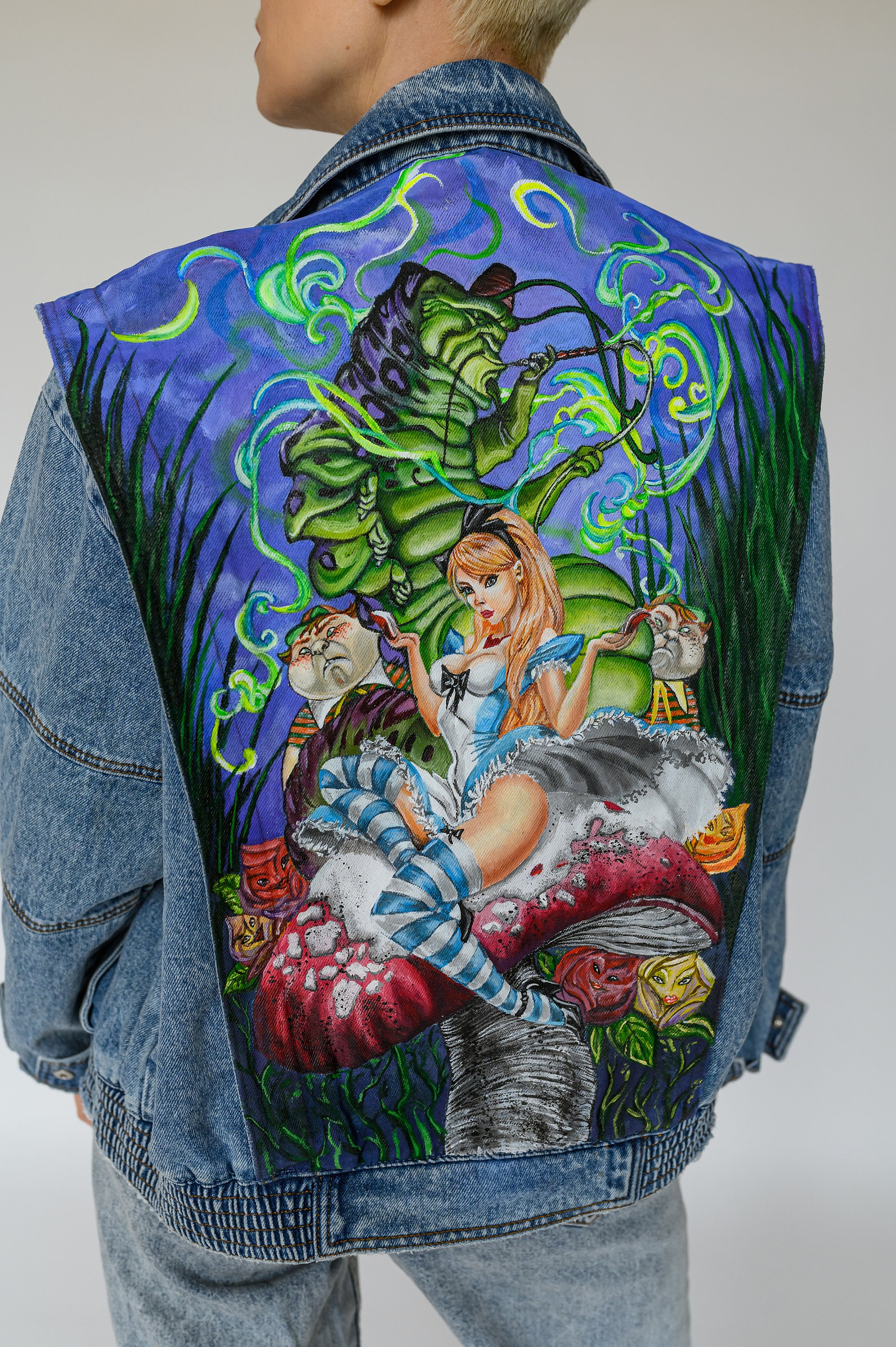 Personalized Denim Jacket Alice in Wonderland. Preppy Clothes. - Etsy