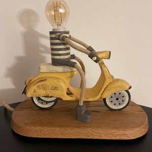 Vintage Wooden Yellow Vespa Table Lamp - Etsy