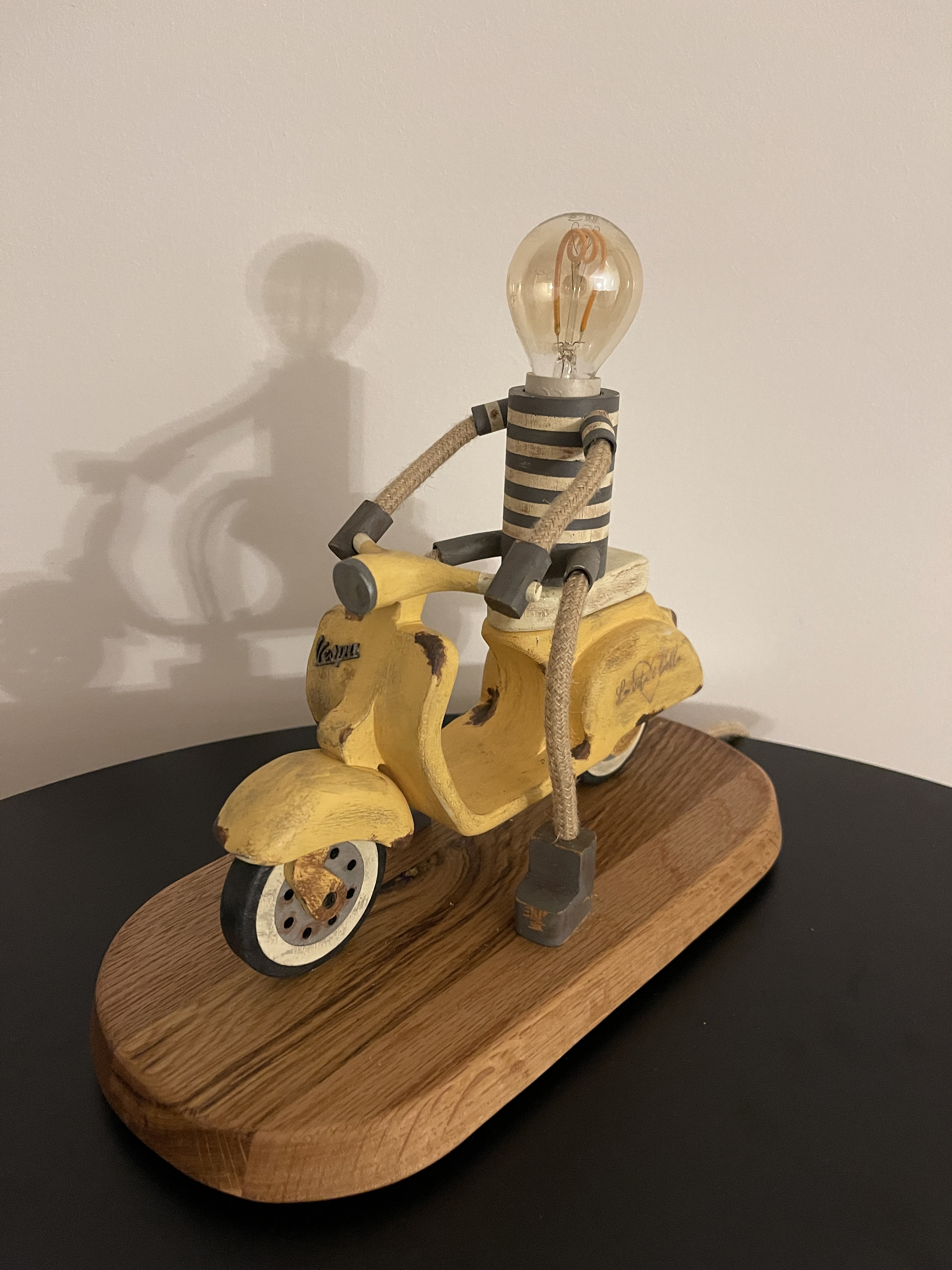 Vintage Wooden Yellow Vespa Table Lamp - Etsy