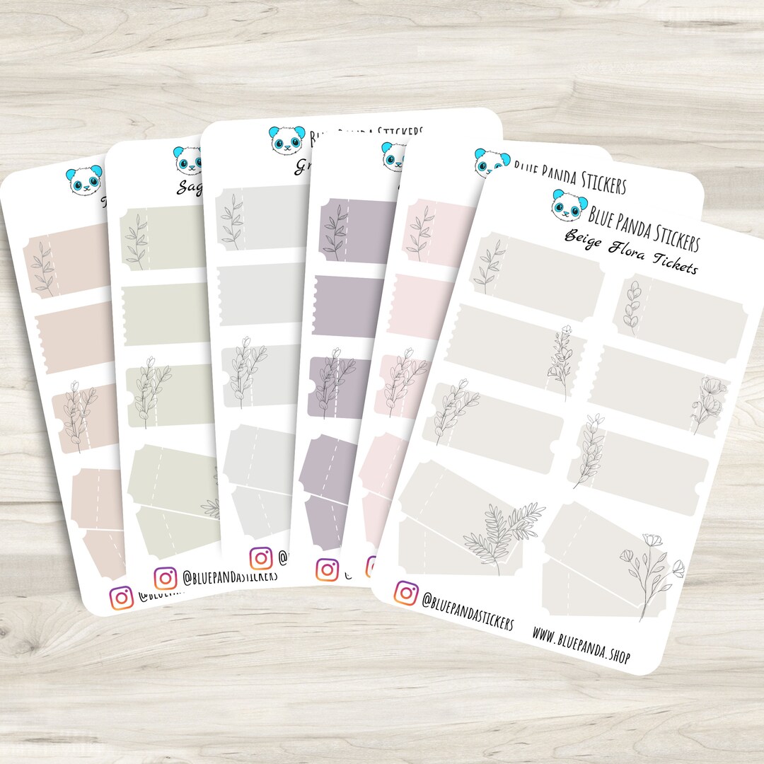 Flora Tickets Aesthetic Sticker Sheets, Cute Planner and Bullet Journal ...