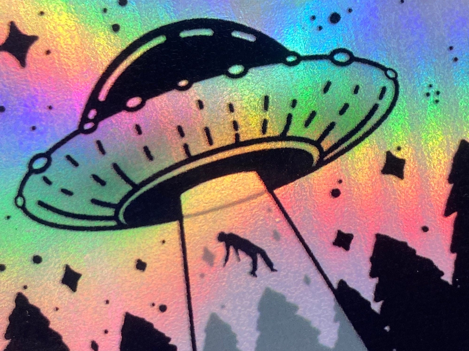 UFO Holographic Sticker Trippy Stickers UFO Sticker Holo Sticker Alien ...