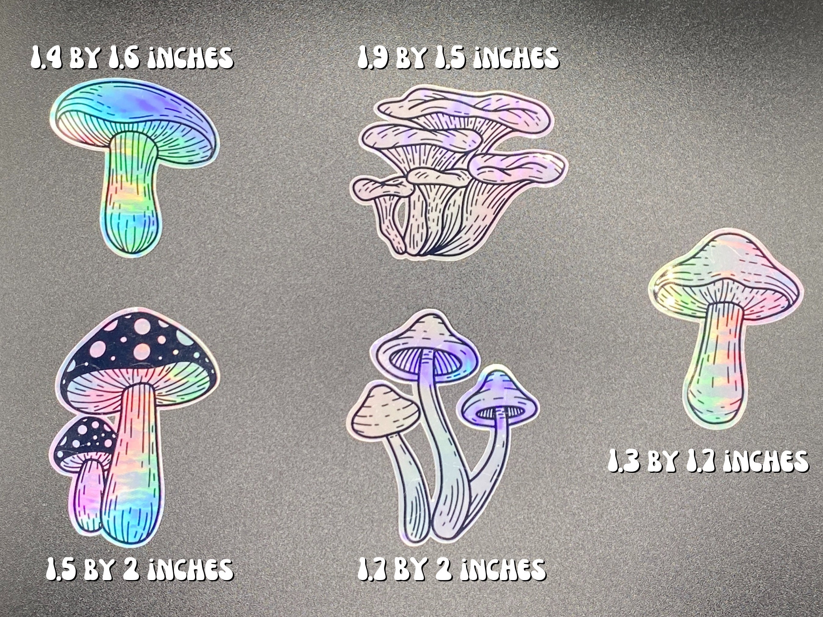 Holographic Mushroom Vinyl Sticker Set Trippy Stickers - Etsy