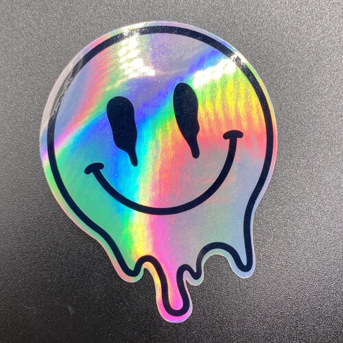Holographic Sticker Pack Stretched Smiley Face Trippy - Etsy
