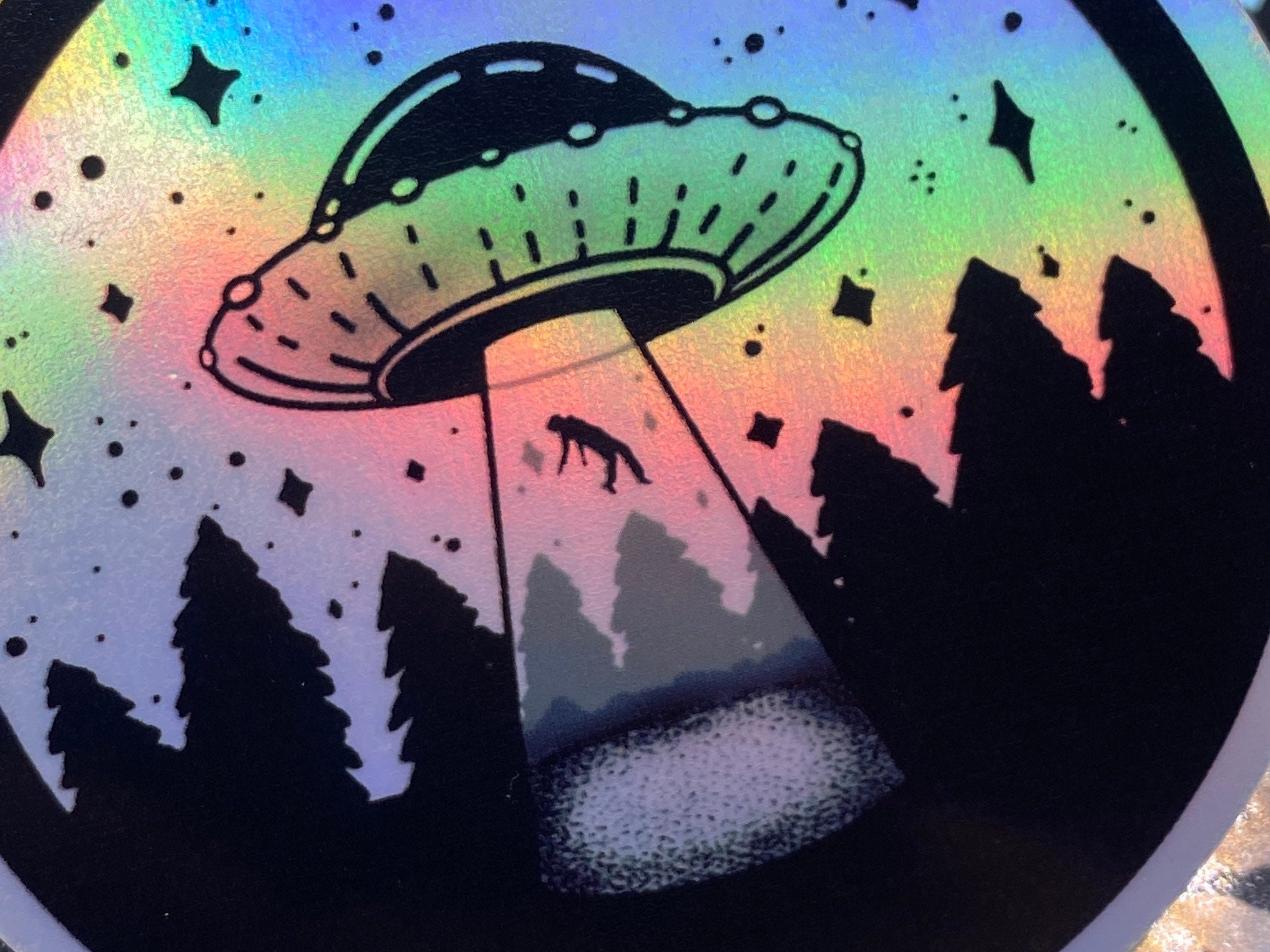 UFO Holographic Sticker Trippy Stickers UFO Sticker Holo Sticker Alien ...