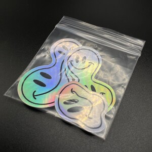 Holographic Sticker Pack Stretched Smiley Face Trippy - Etsy