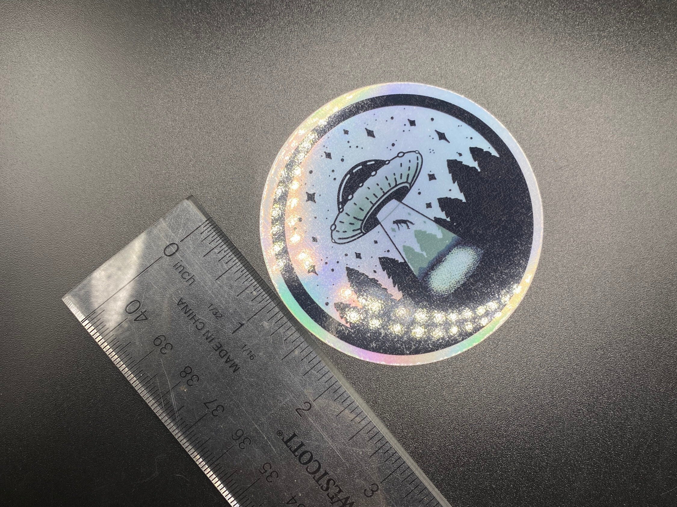 UFO Holographic Sticker Trippy Stickers UFO Sticker Holo Sticker Alien ...
