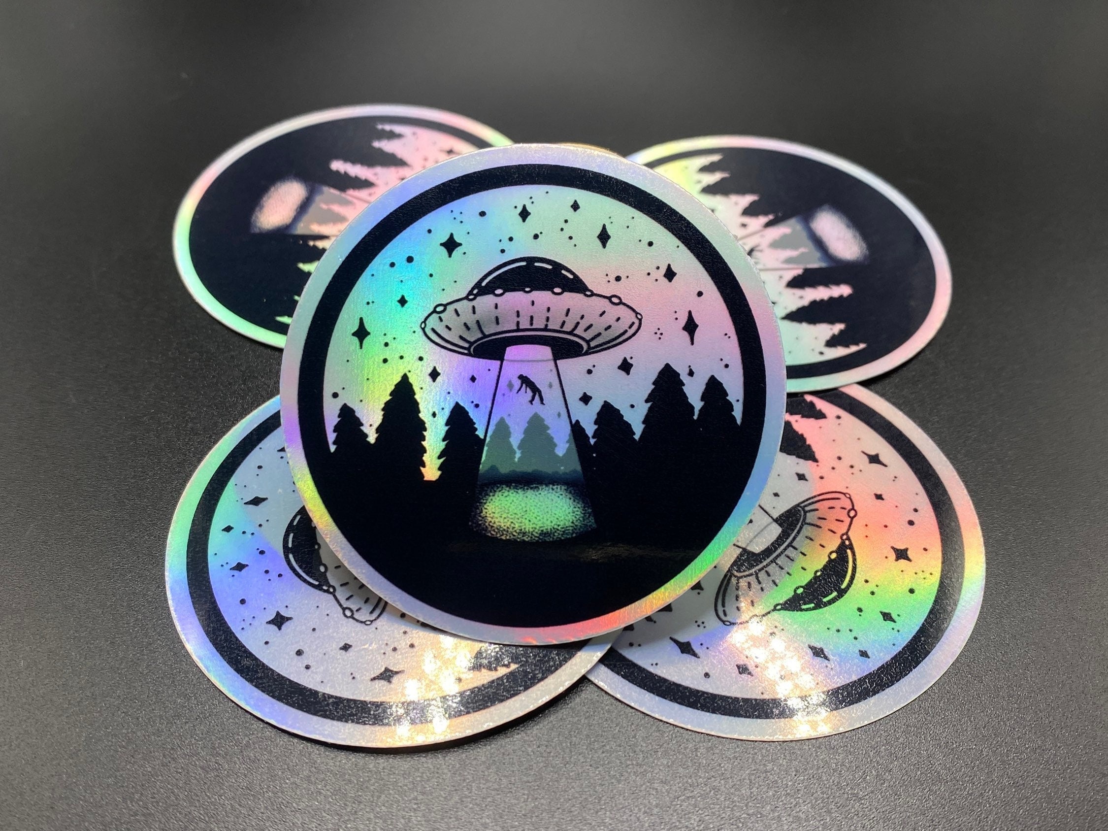 UFO Holographic Sticker Trippy Stickers UFO Sticker Holo Sticker Alien ...