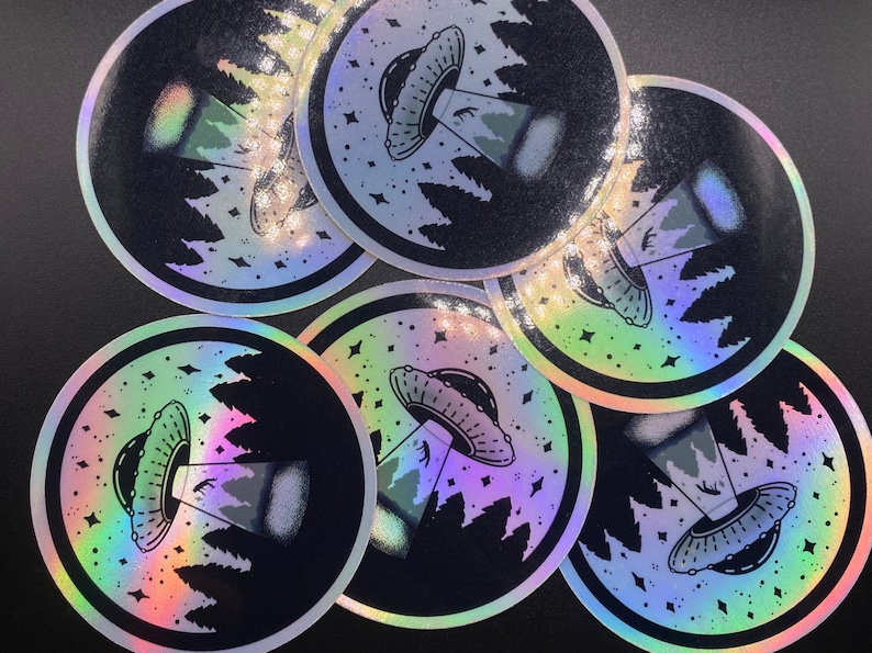 UFO Holographic Sticker Trippy Stickers UFO Sticker Holo Sticker Alien ...