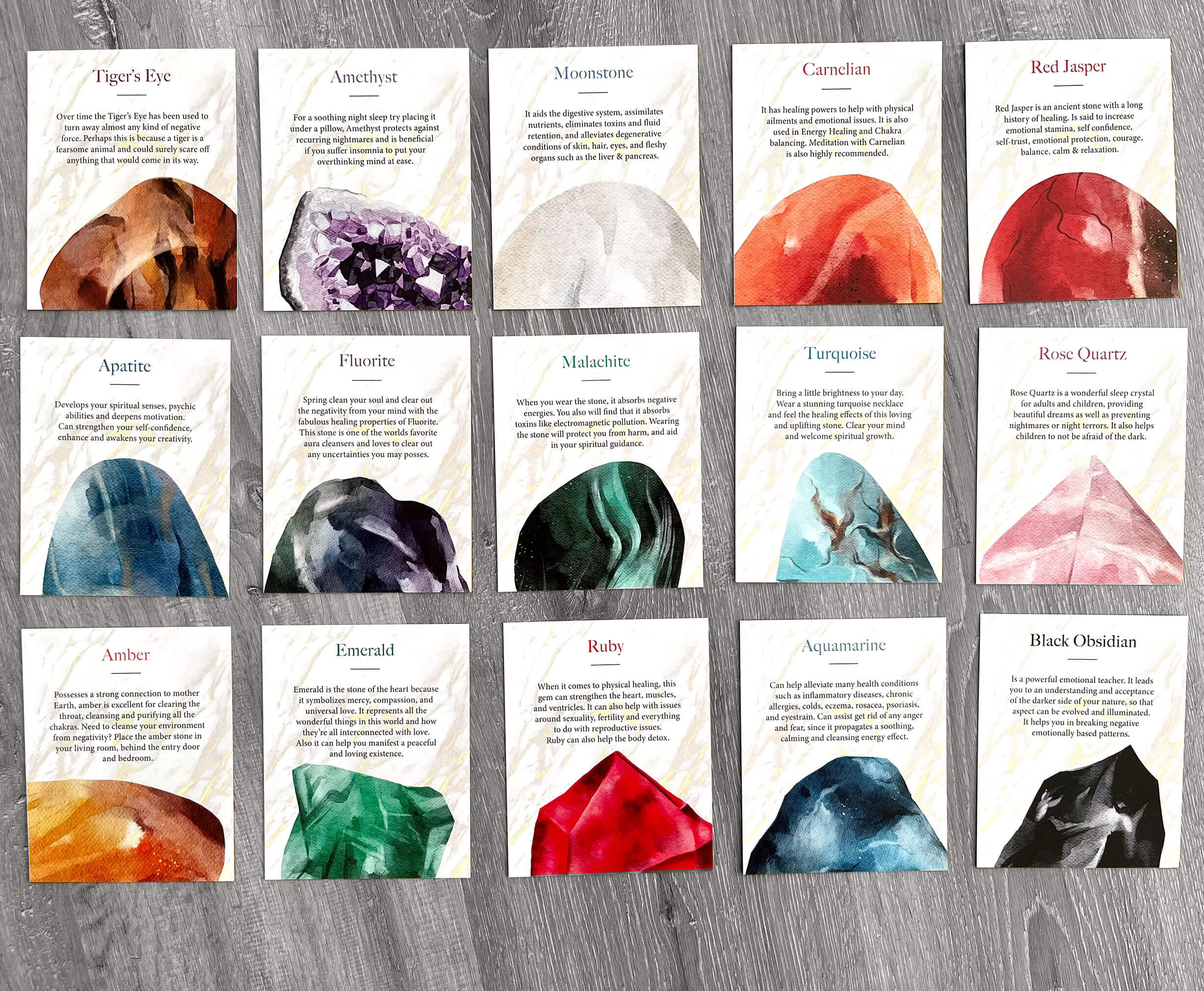 Crystals Flash Cards Set of 15 Cards Pack With Fun Facts Health ...