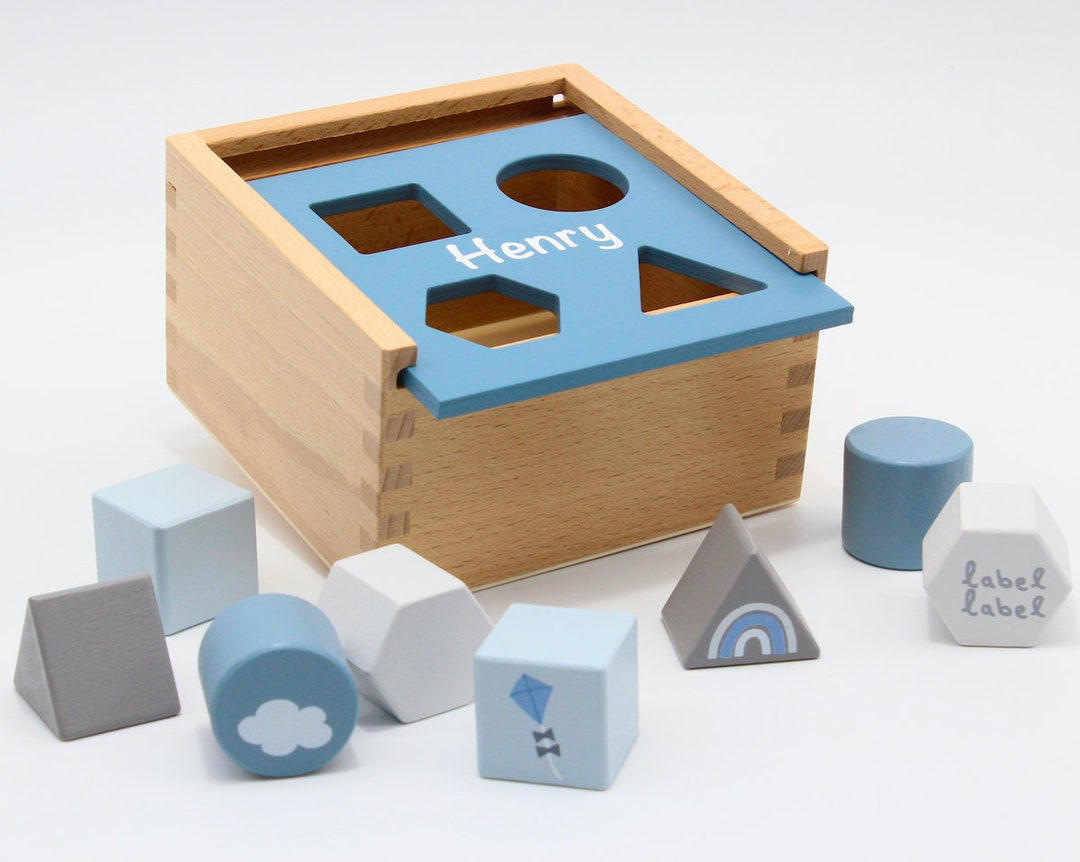 Personalized Shape Plug-in Game Box in Blue Label Label With Name of ...