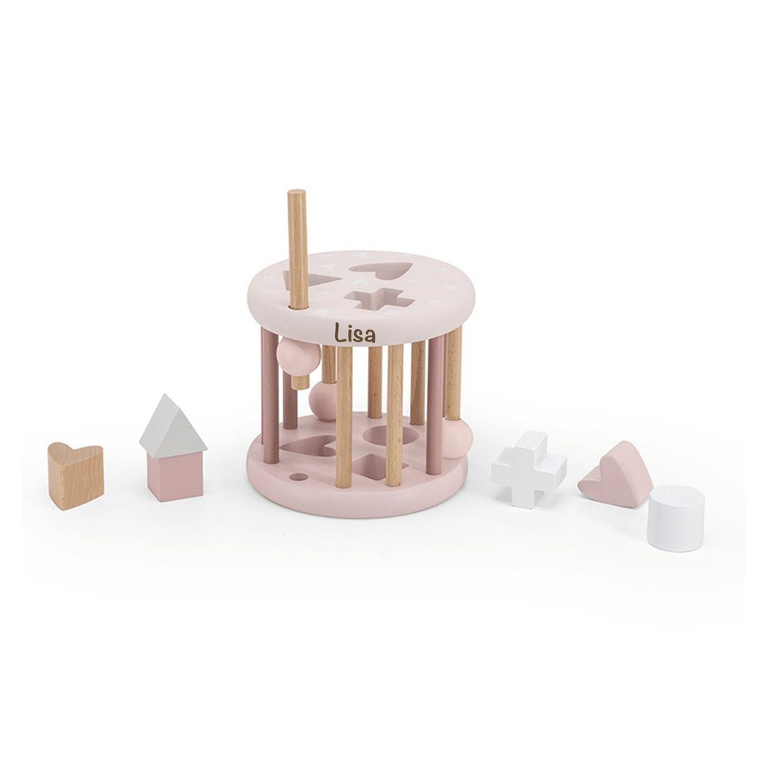 Sorting Game Wheel With Plug-in Shapes Pink Personalized Engraving Gift ...