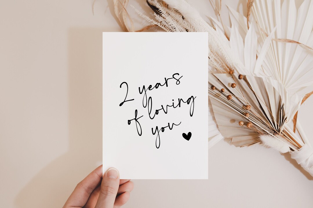 2nd Anniversary Card, Luxury Foil Card, Happy Second Wedding ...