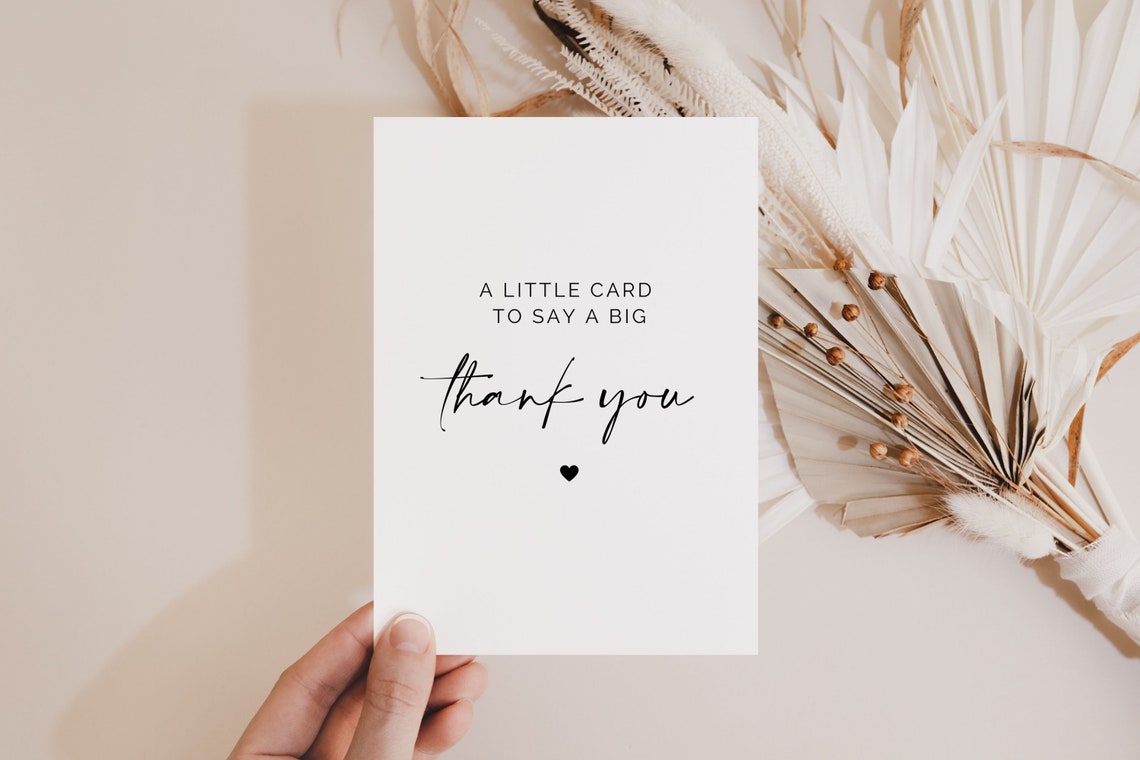 Simple Thank You Card Little Card to Say A Big Thank You | Etsy UK